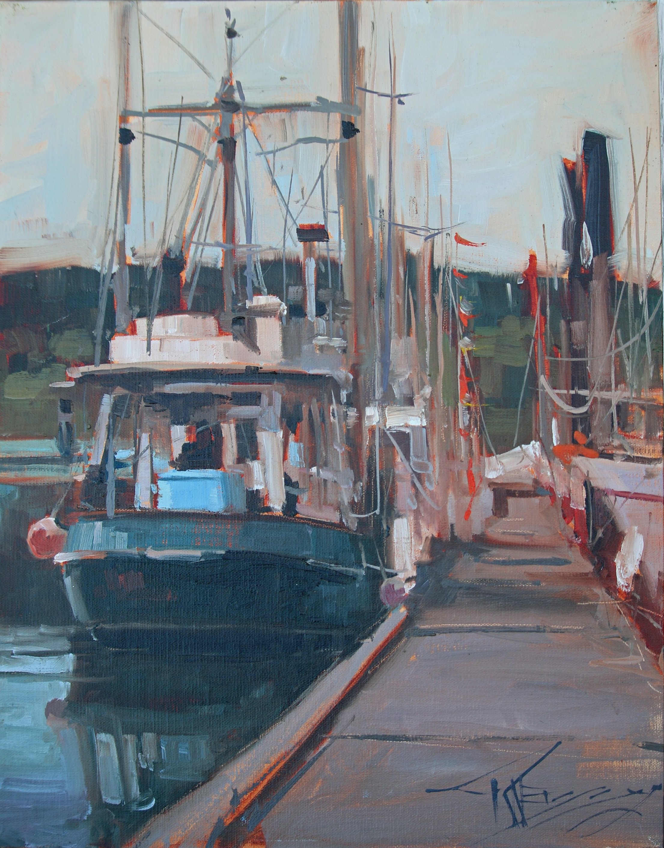ROBIN WEISS -Working Dock, Poulsbo WA (New Day Fisheries boat), plein ...