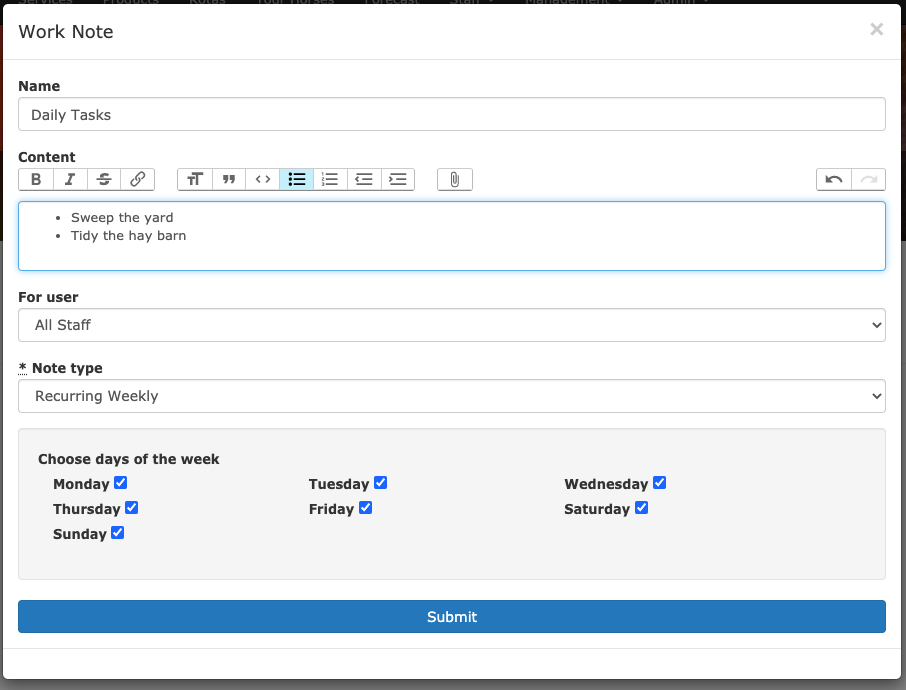 Work Notes — At The Yard