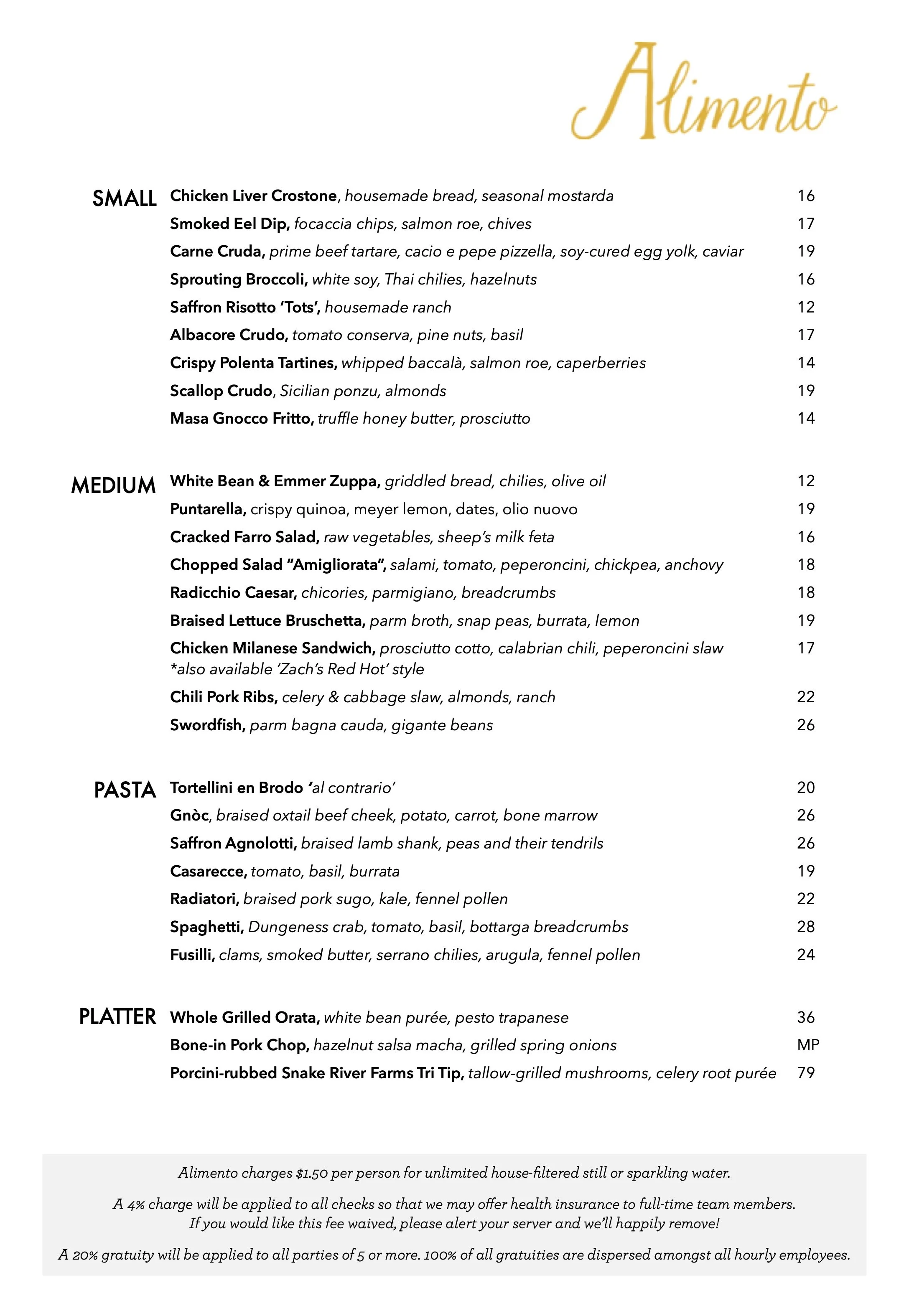 MENU — Alimento