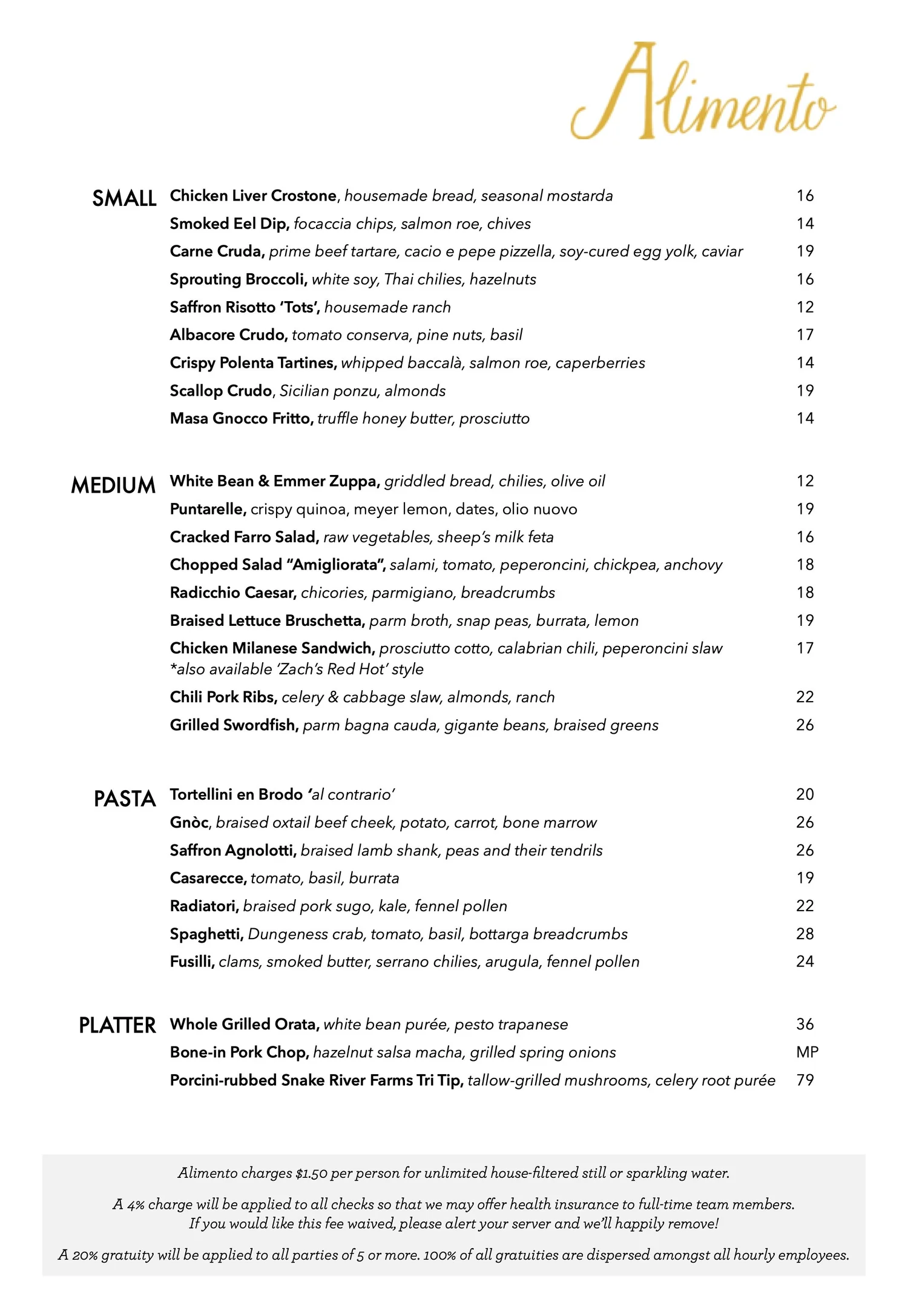 MENU — Alimento
