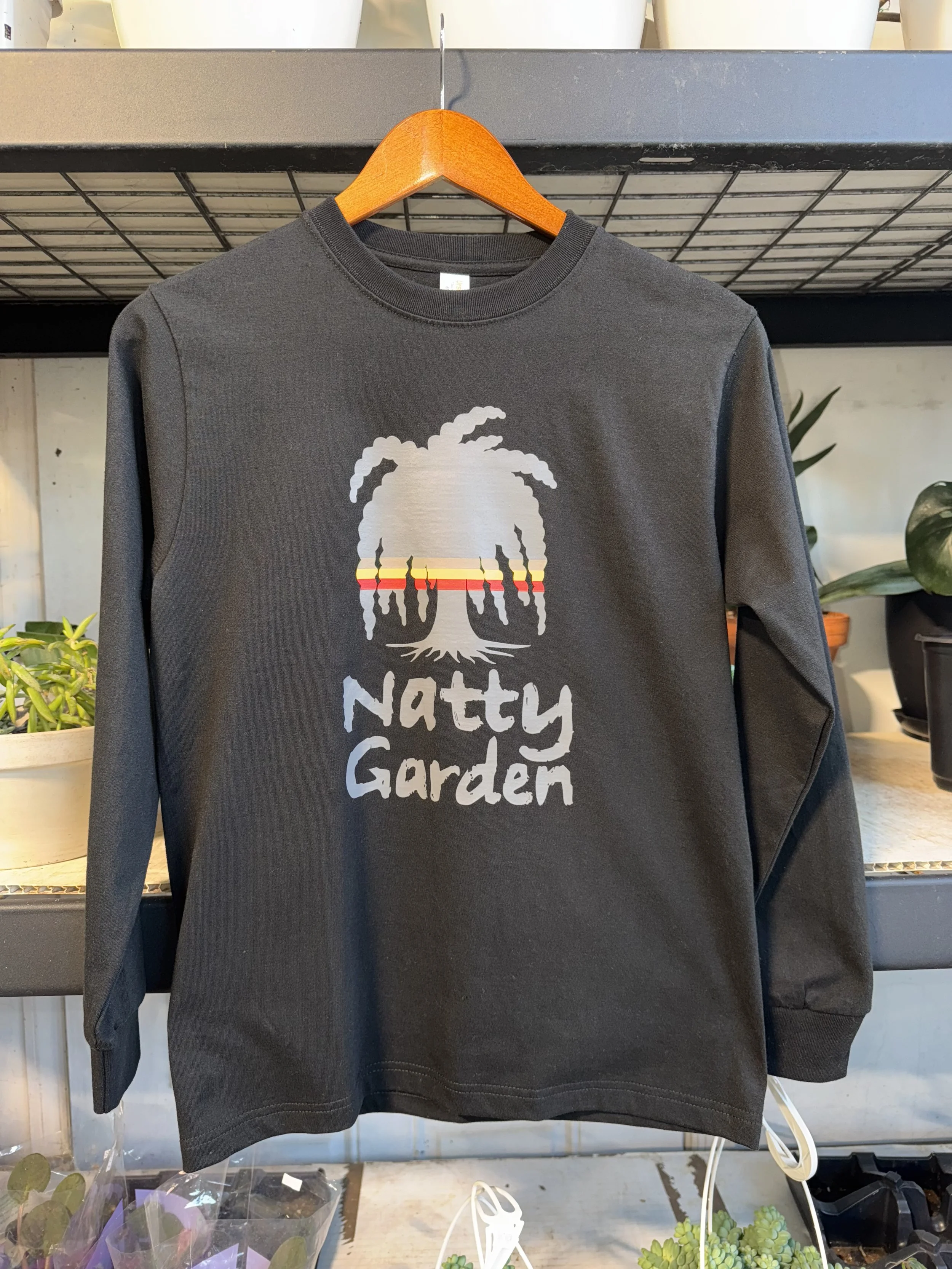 Two Side Printed Black T-Shirt (Green Logo & Natty Garden) | Natty Garden
