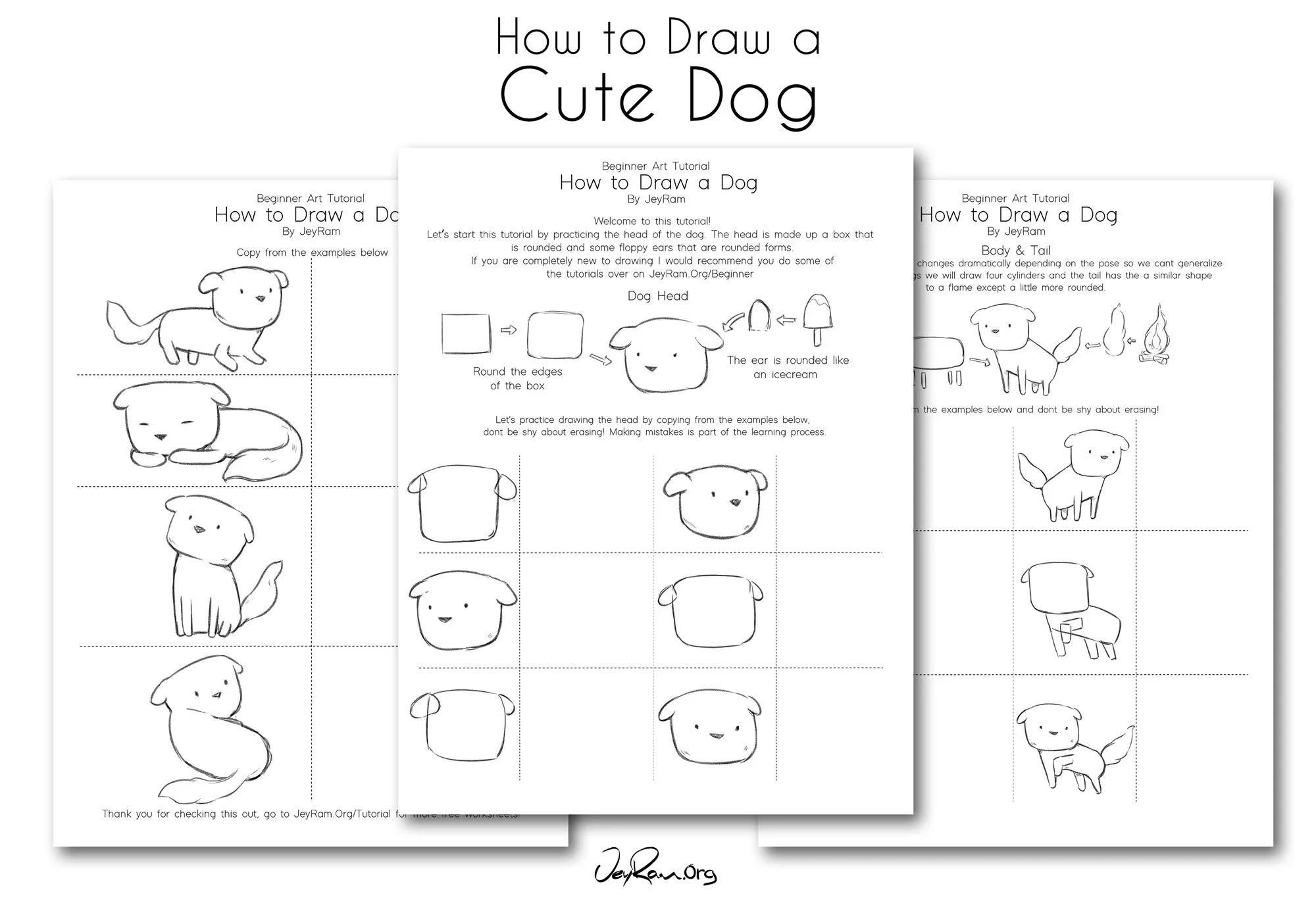How to Draw a Cute Dog - Easy Animals for Beginners - JeyRam Drawing ...