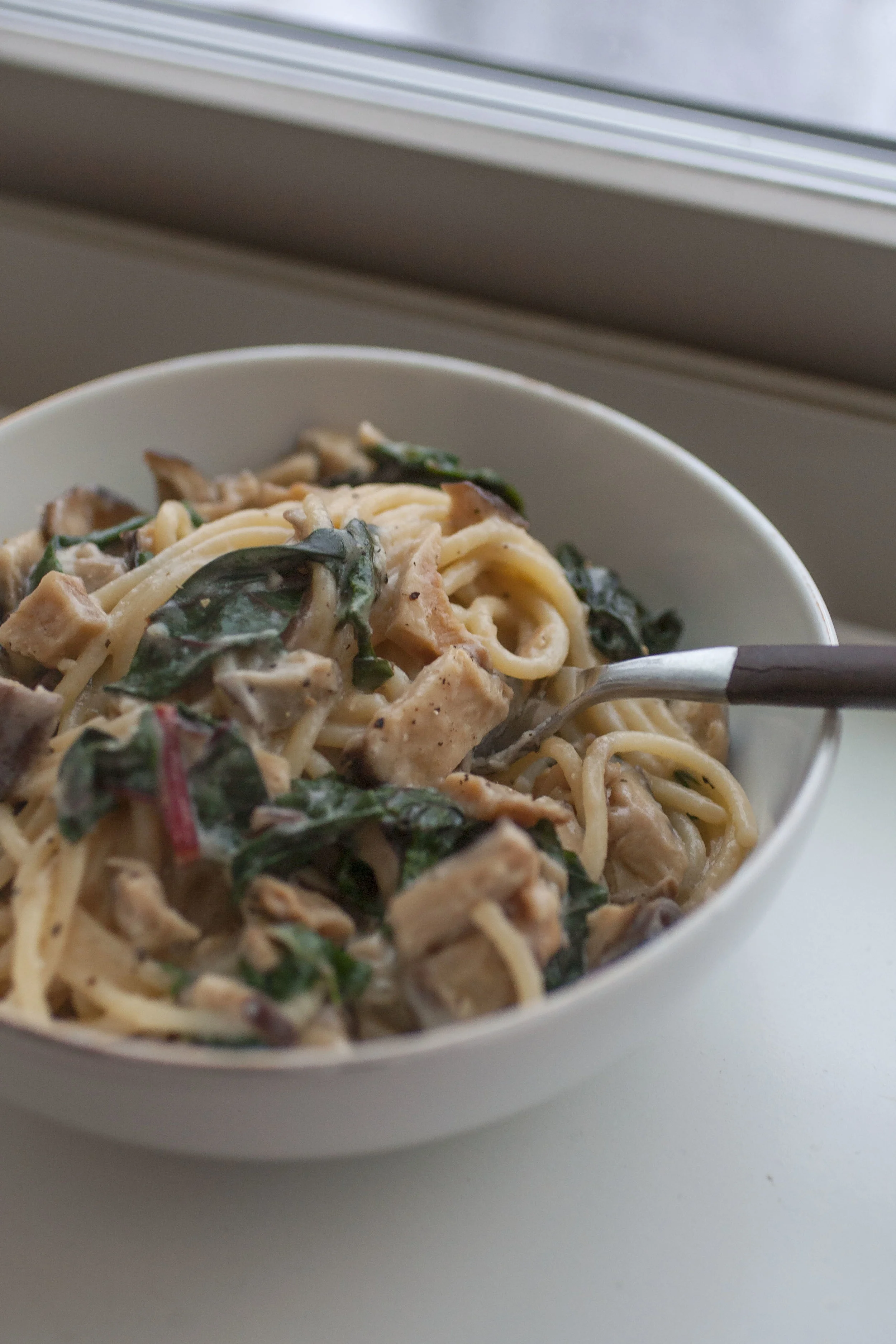 Creamy Shiitake & Chard Spaghetti — Produce On Parade