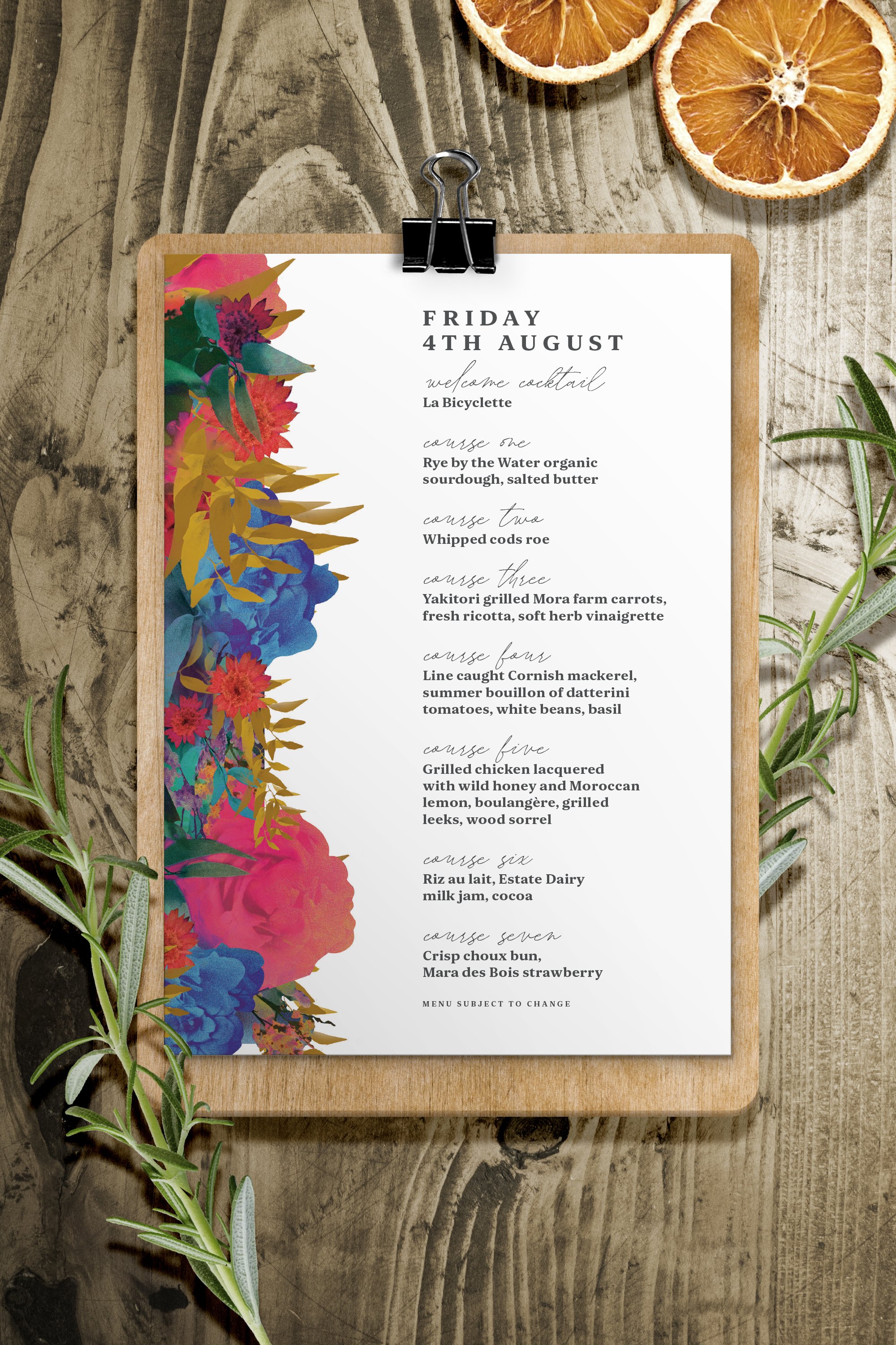 Wilderness Festival Menus — Helen Wilson Design