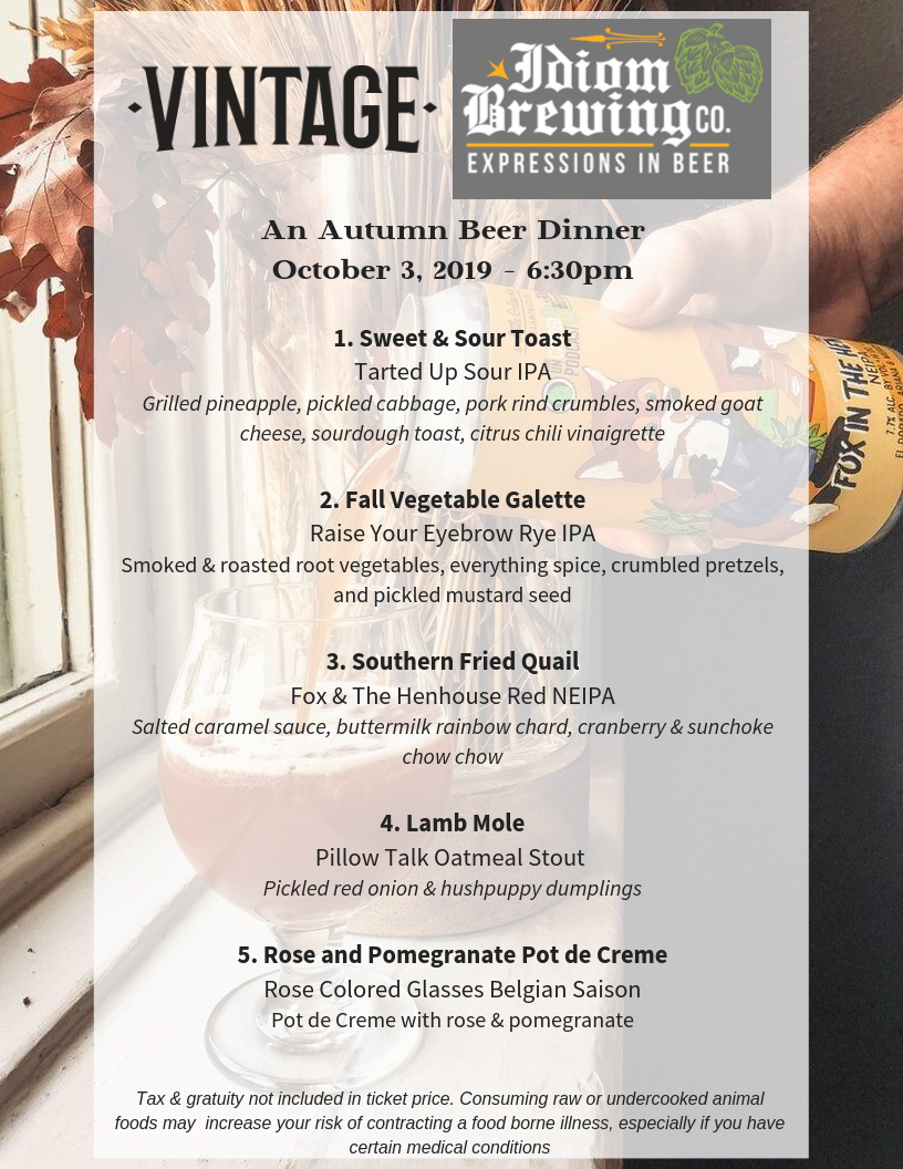 Beer Dinner Menu — vintage