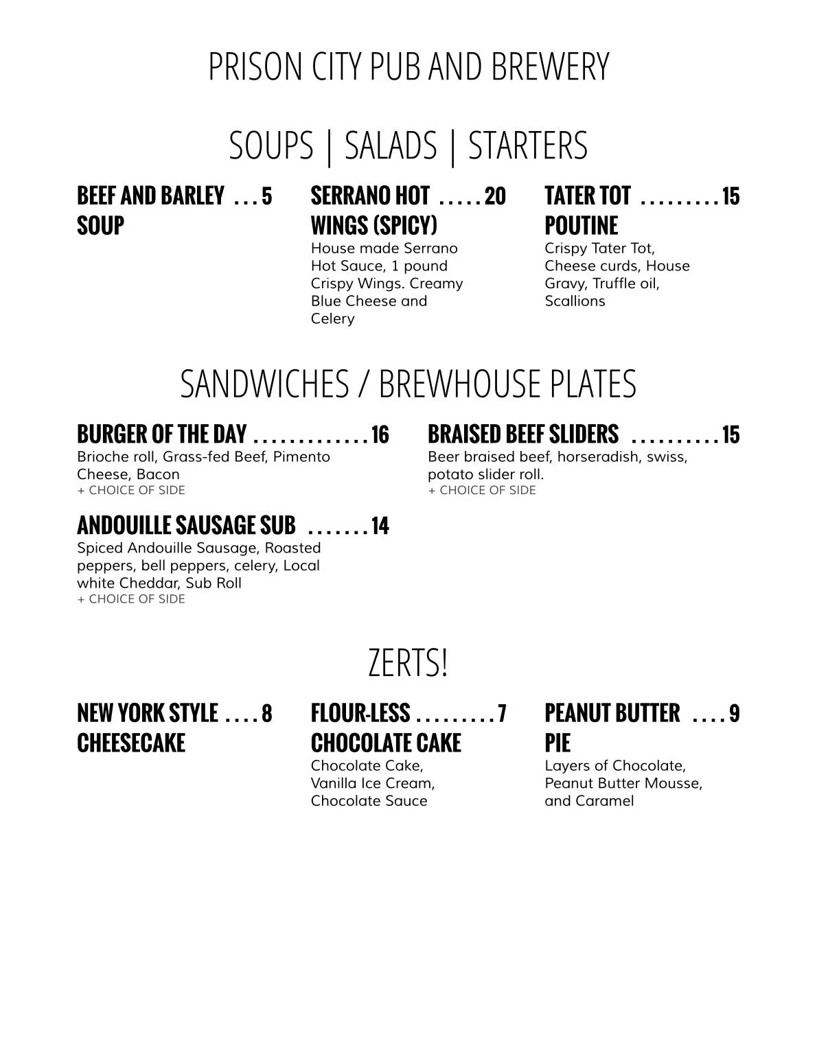 State Street Specials — PRISON CITY BREWING
