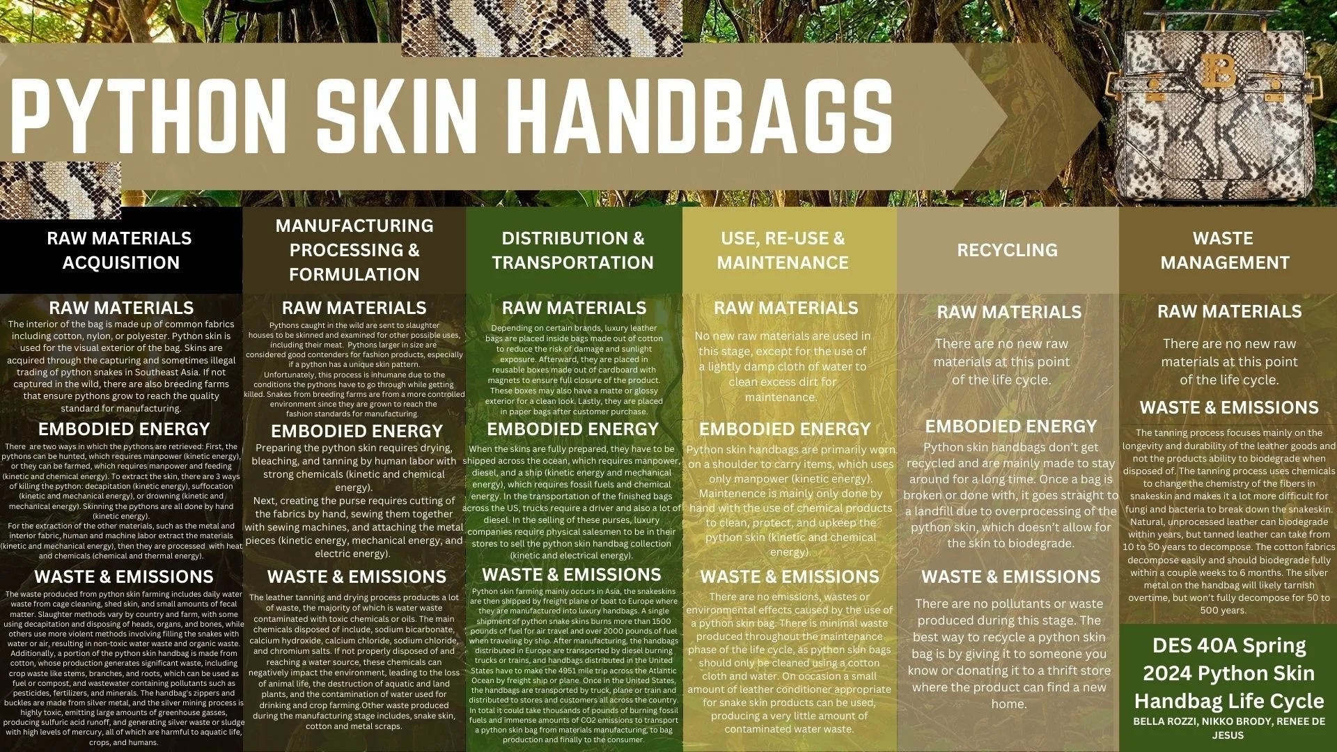 Python Skin Handbags — Design Life-Cycle