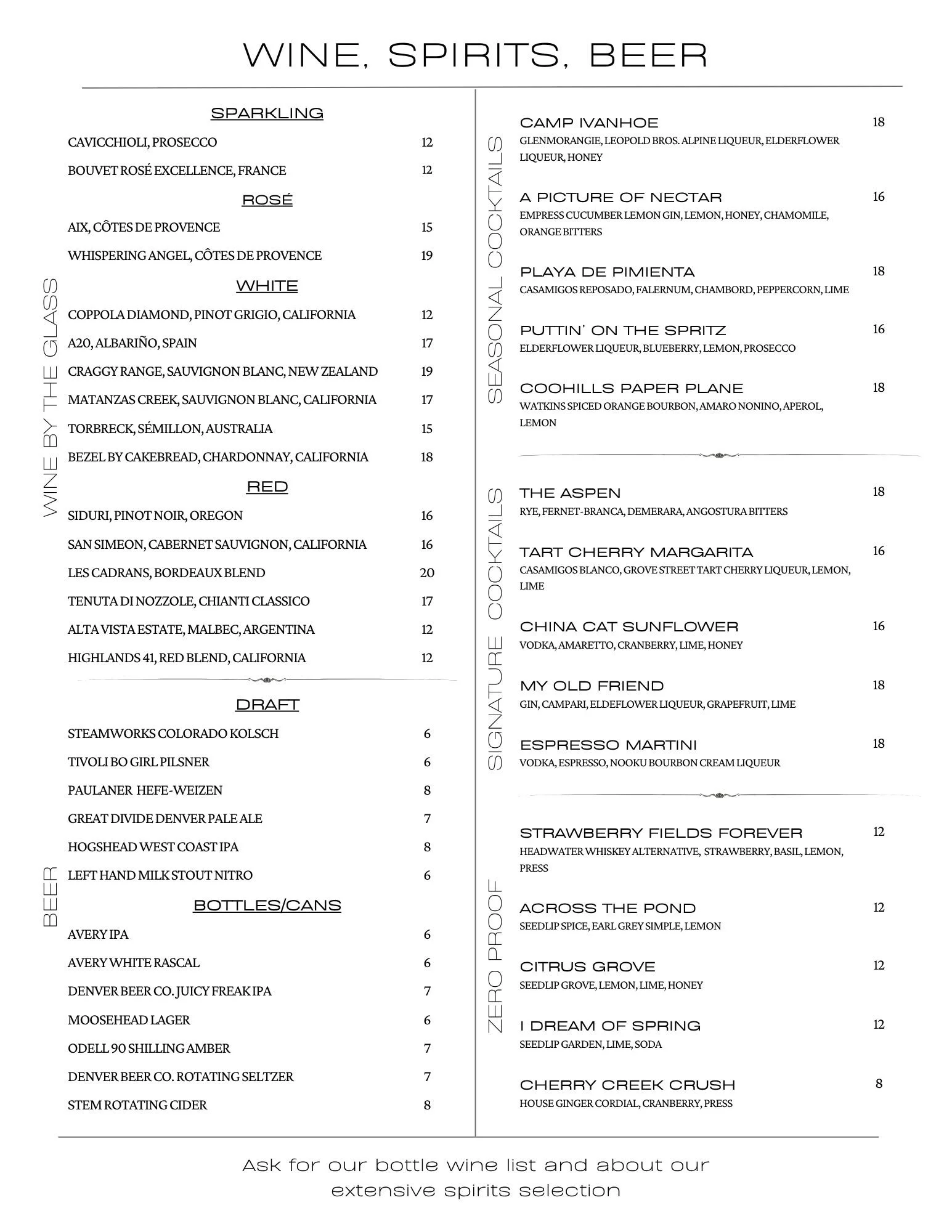 Cocktail Menu — coohills