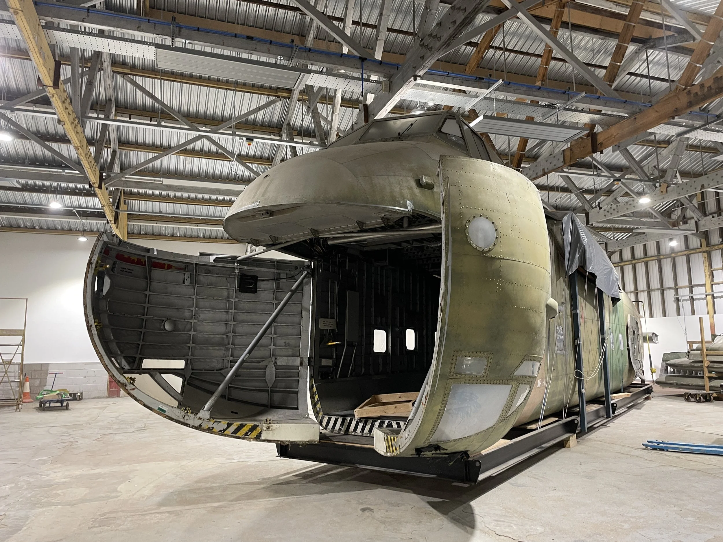 The Bristol Freighter moves across the Conservation Workshop ...