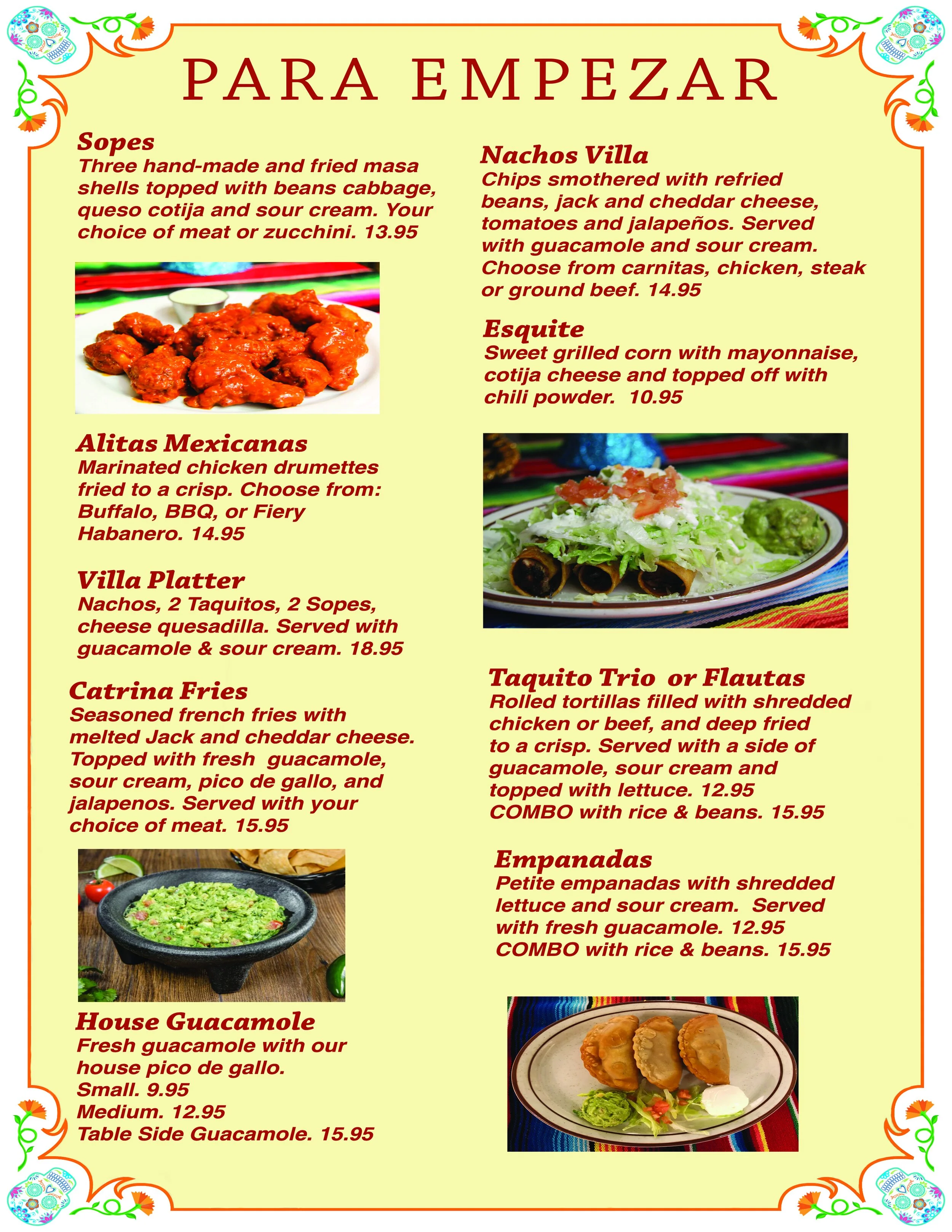 Try the real mexico with our authentic menu. — Villa Catrina Mexican ...