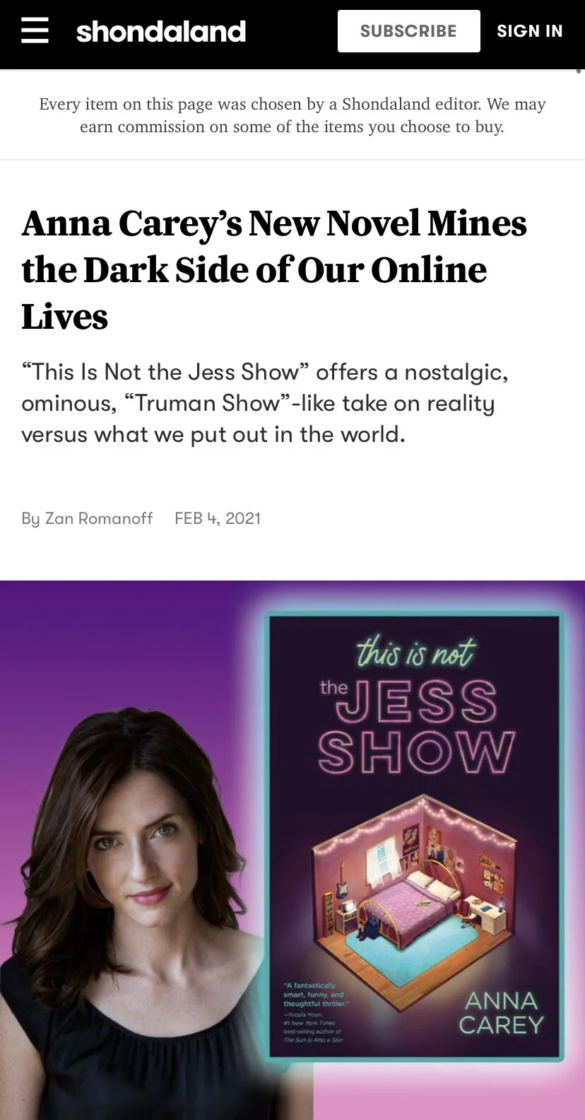 News — Anna Carey Books | The Official Author Site of Anna Carey