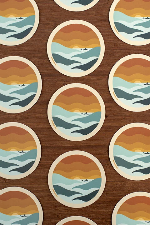 Orca Ocean Sundown Sticker — Amanda Weedmark, Illustration & Graphic Design