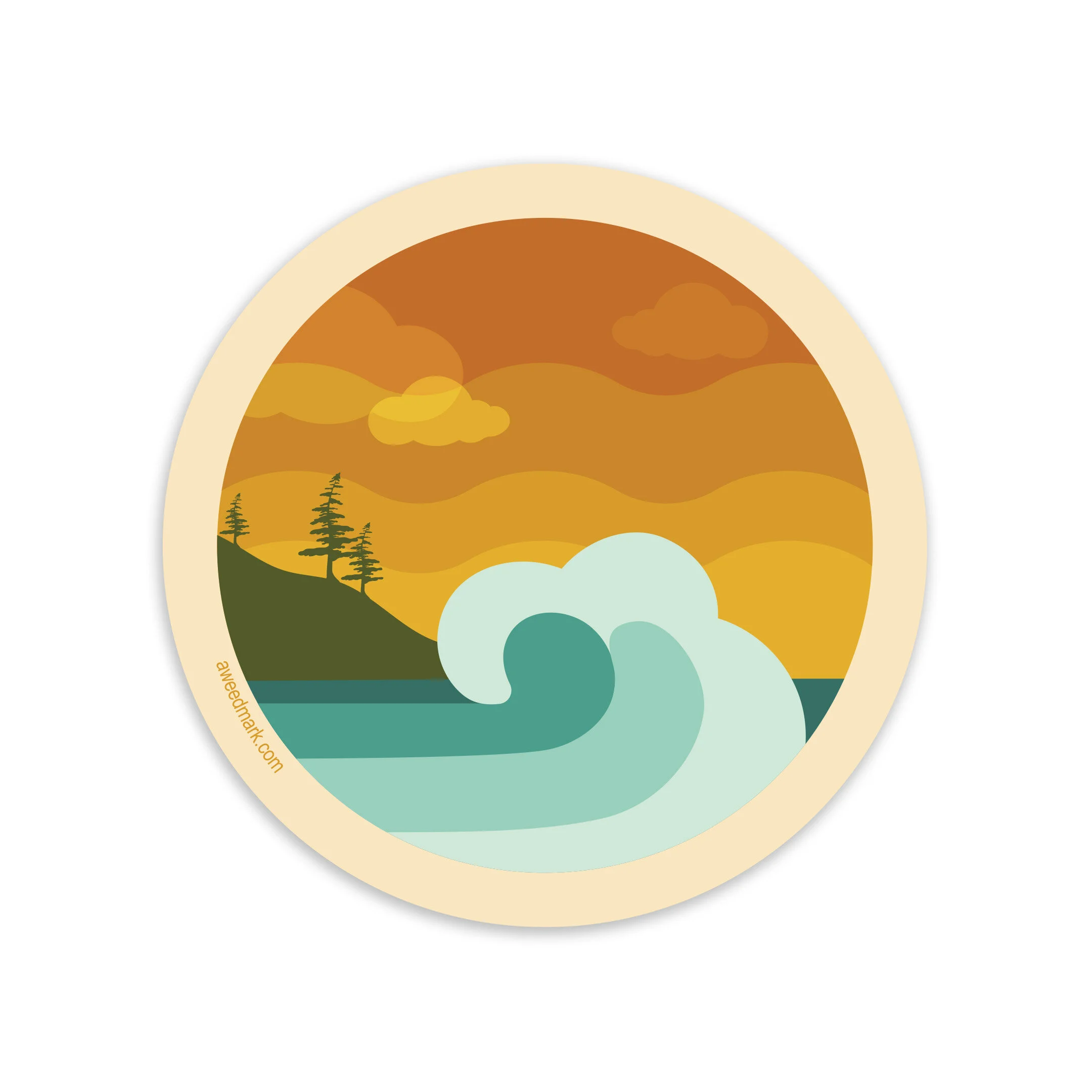 Sleepy Sundown Sticker — Amanda Weedmark, Illustration & Graphic Design