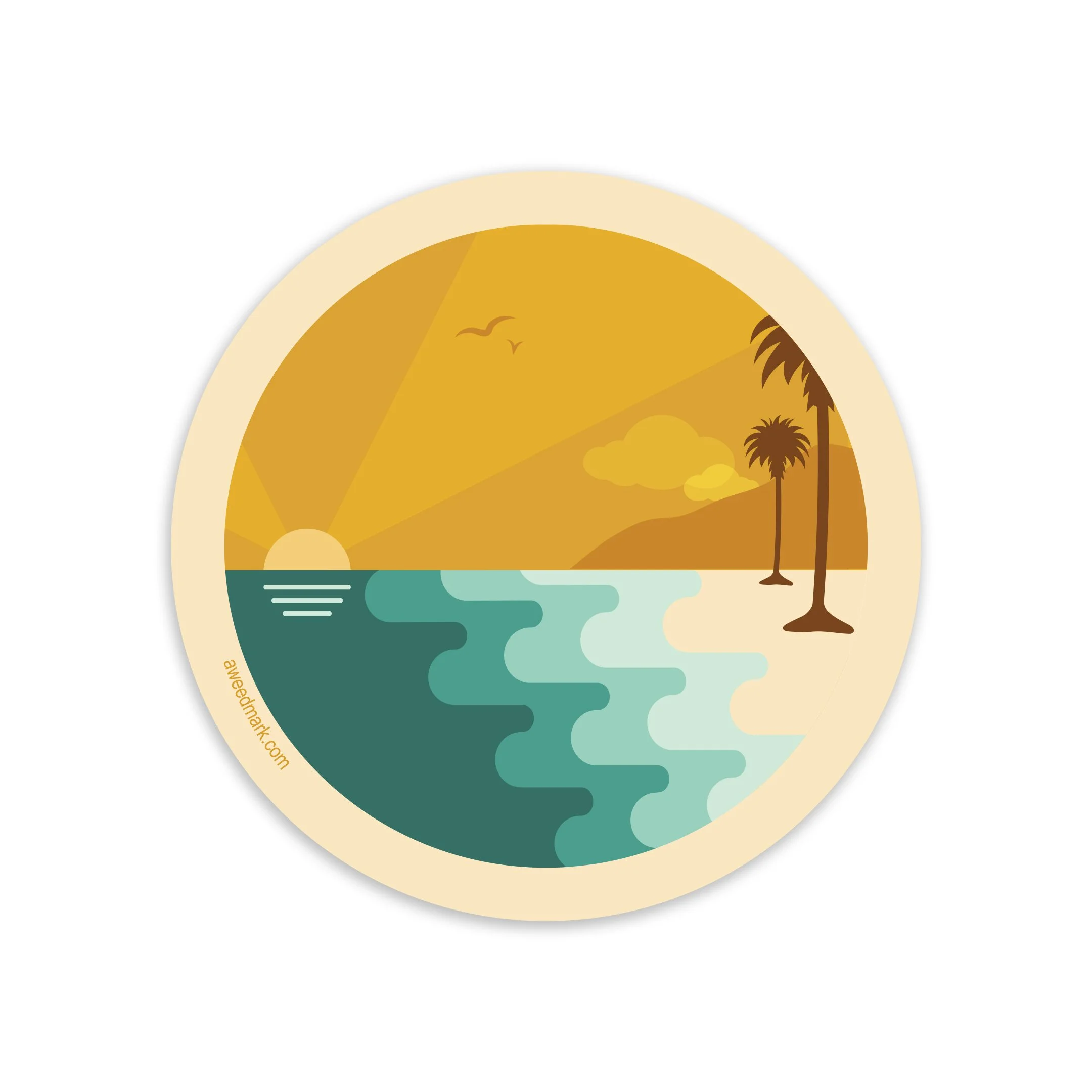 Sunset Beach Sticker — Amanda Weedmark, Illustration & Graphic Design