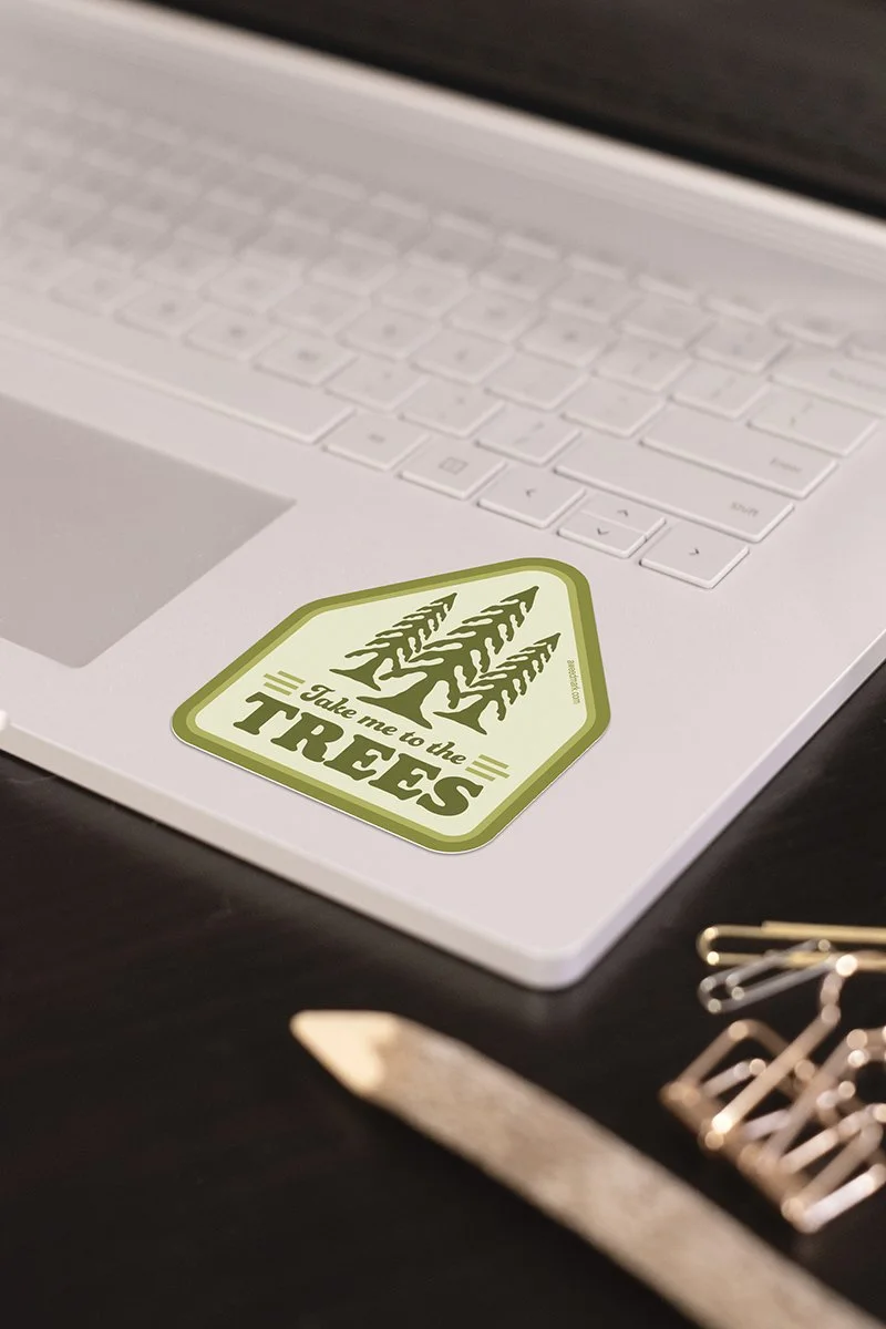 Laptop Sticker With Birds Tree