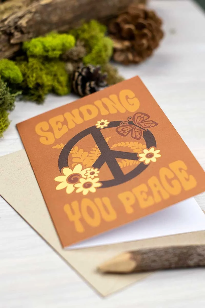 Sending You Peace Retro Card