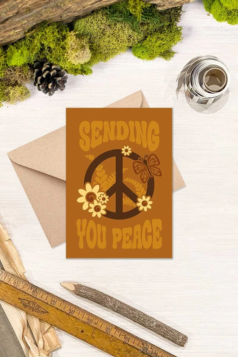 Sending You Peace Retro Card
