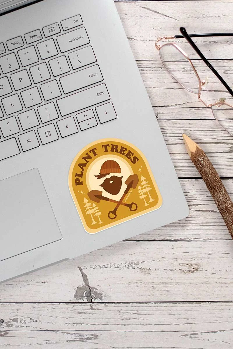 Laptop Sticker With Birds Tree