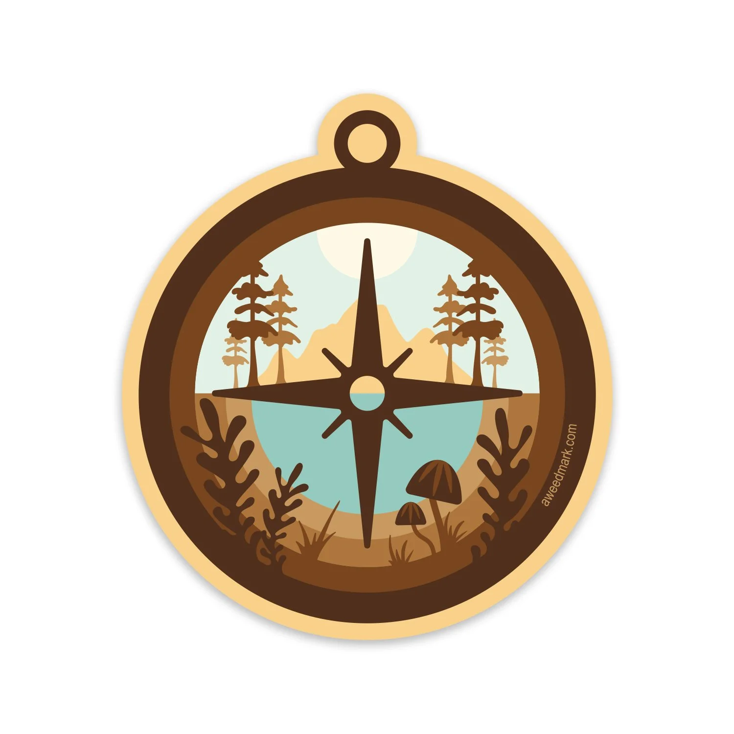 Compass Forest Sticker — Amanda Weedmark, Illustration & Graphic Design