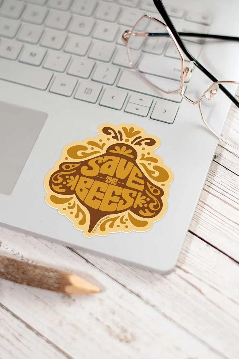 Save the Bees Sticker — Amanda Weedmark, Illustration & Graphic Design