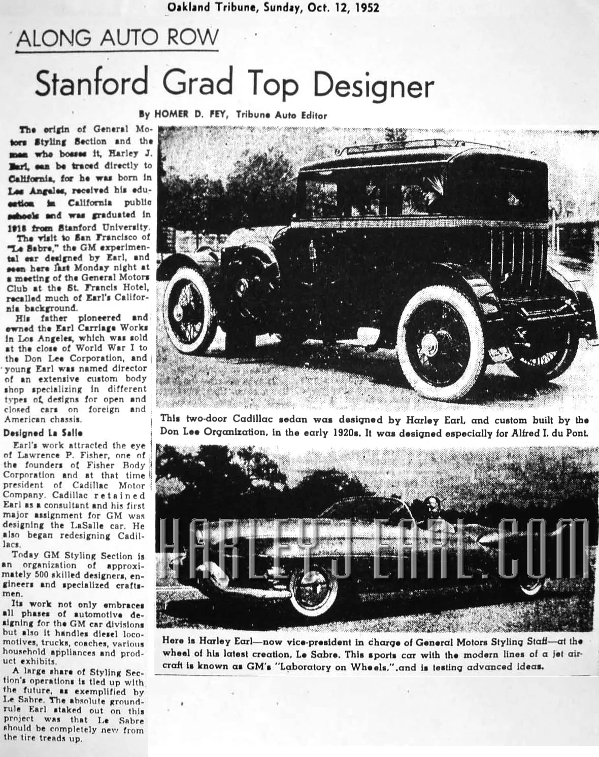 Timeline — HARLEY EARL
