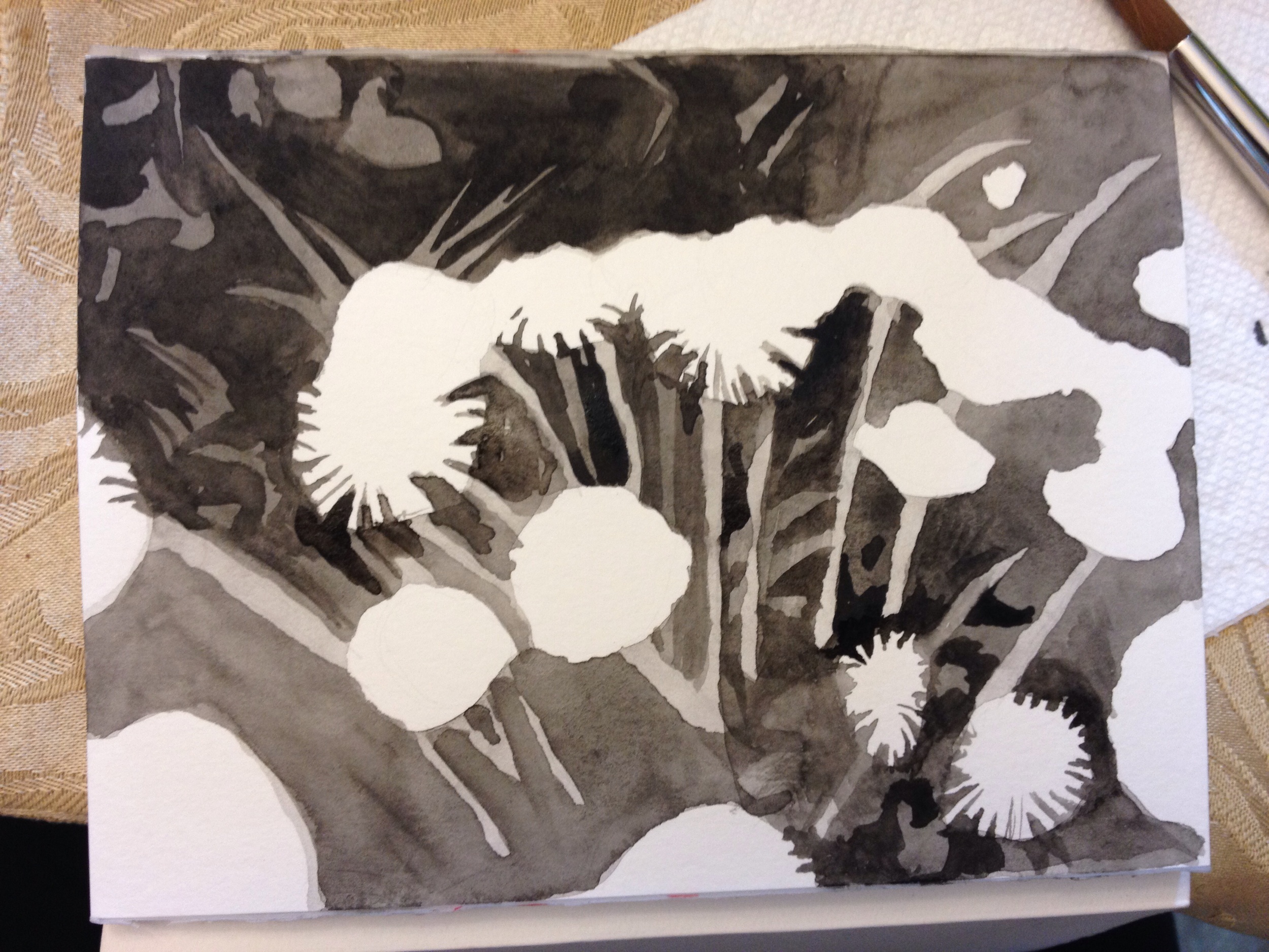 Negative Space Watercolor Painting - Dandelions — Lacey Swift