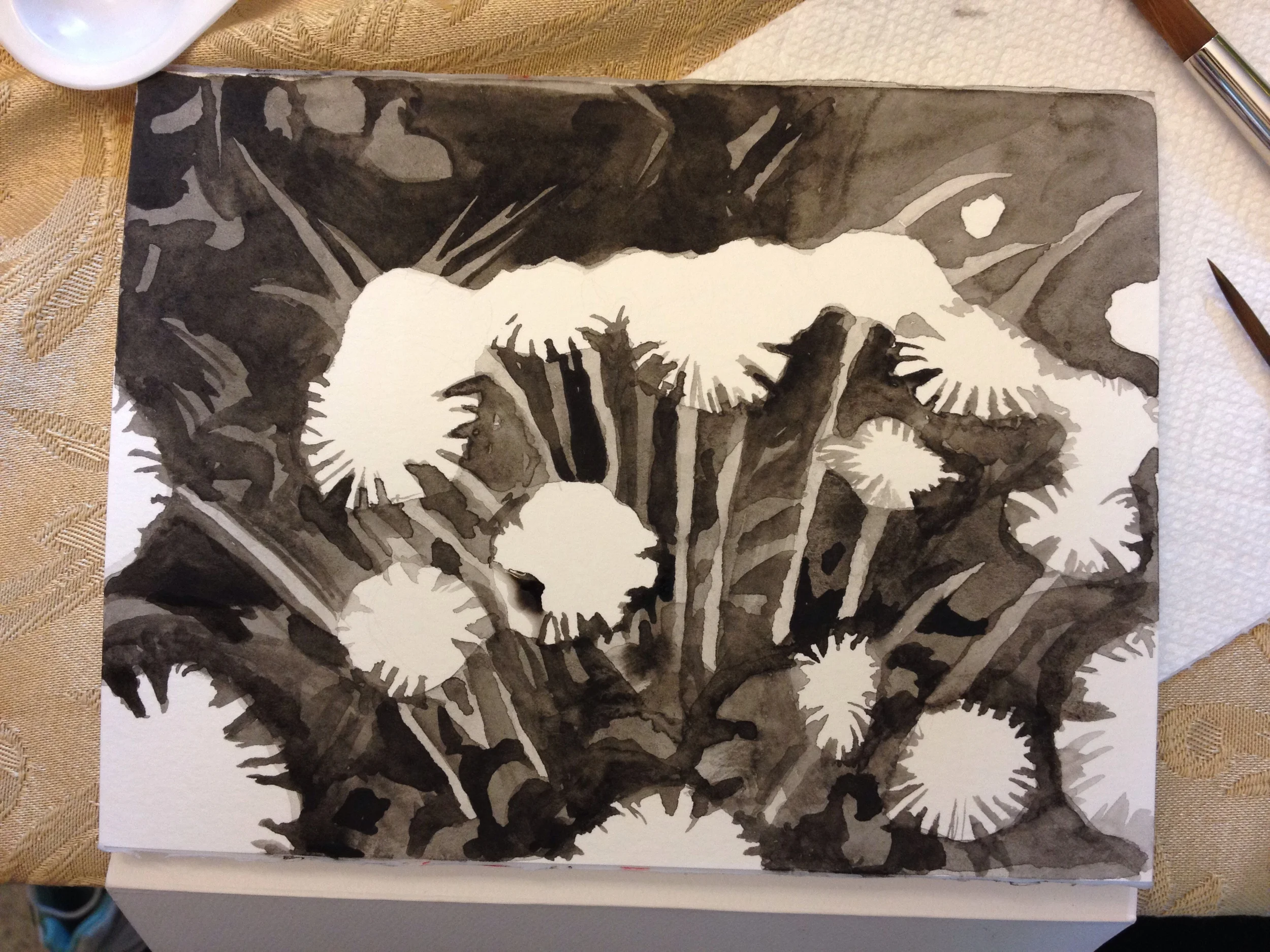 Negative Space Watercolor Painting - Dandelions — Lacey Swift