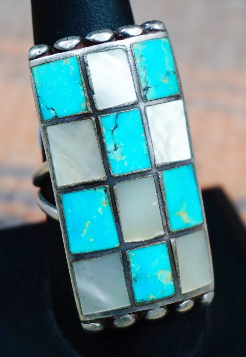 Men's Multi Color Stone Inlay Rings ~ Men's Native American Jewelry