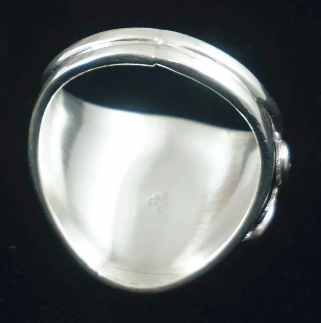 Men's Navajo Turquoise Coral Wolf Silver Rings Jeanette Saunders —Men's ...