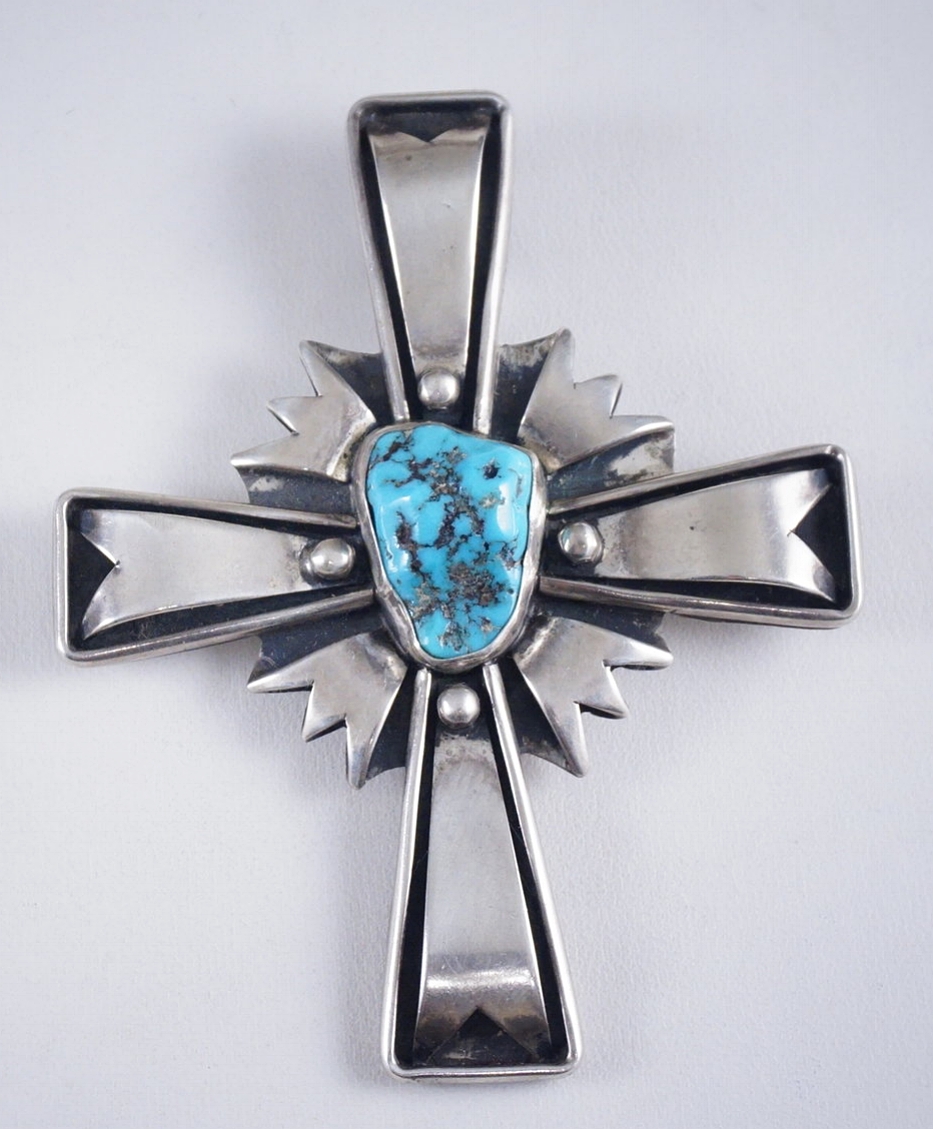 Item #913A- 3" Navajo Purple Spiny Oyster Sterling Silver Cross Pendant ...