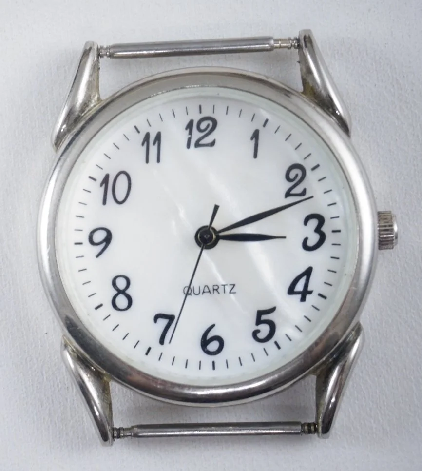 Item # 594R-M-Man's Silvertone Mother of Pearl Watch face SELECTIME ...