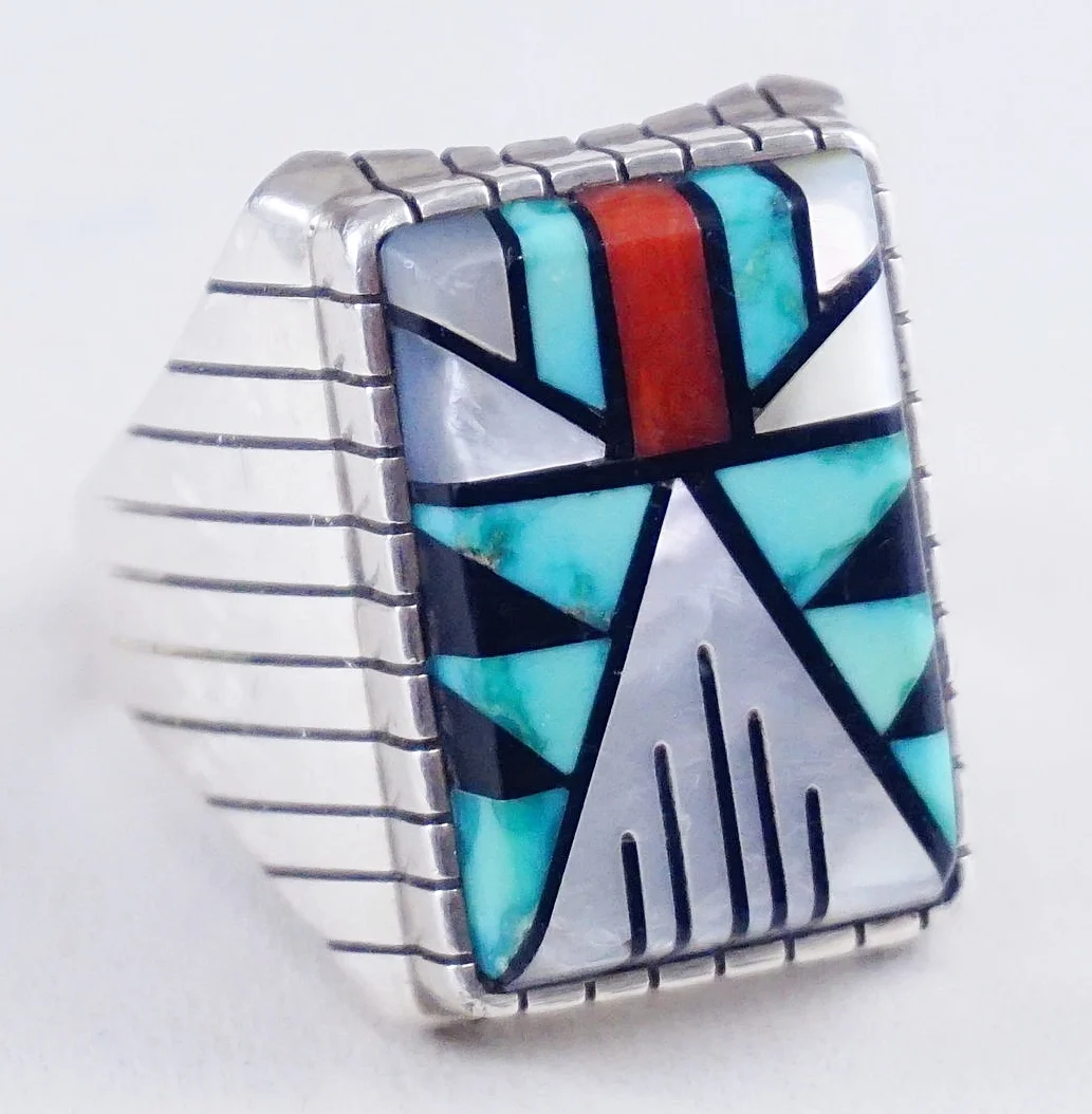 Men's Multi Color Stone Inlay Rings- EAGLE ROCK TRADING POST-Native ...
