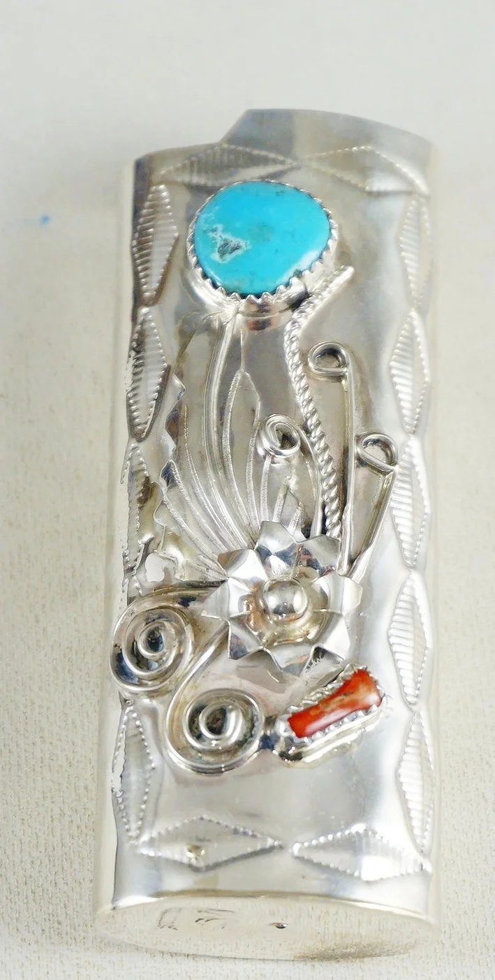 Item #803K- Navajo Sterling Silver Native Symbols Overlay on Nickel ...