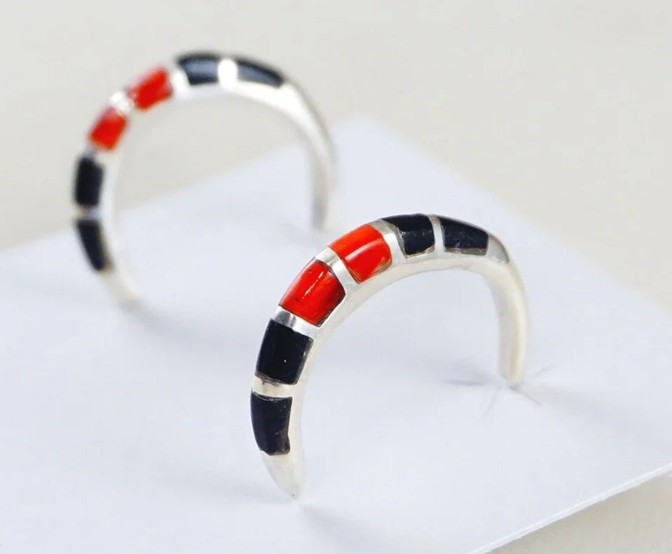 Item #969W- Navajo Multi Color Stone Heart Dangle Sterling Silver ...