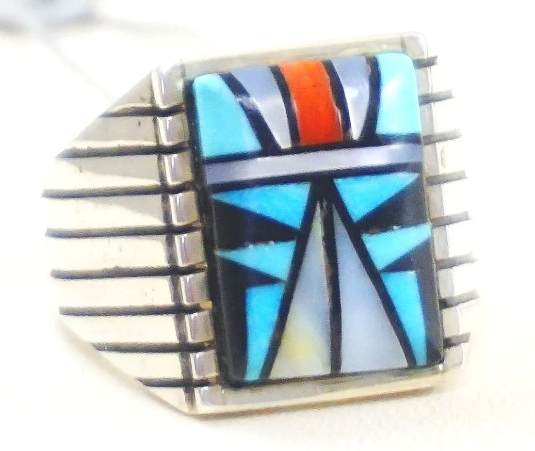 Men's Multi Color Stone Inlay Rings- EAGLE ROCK TRADING POST-Native ...