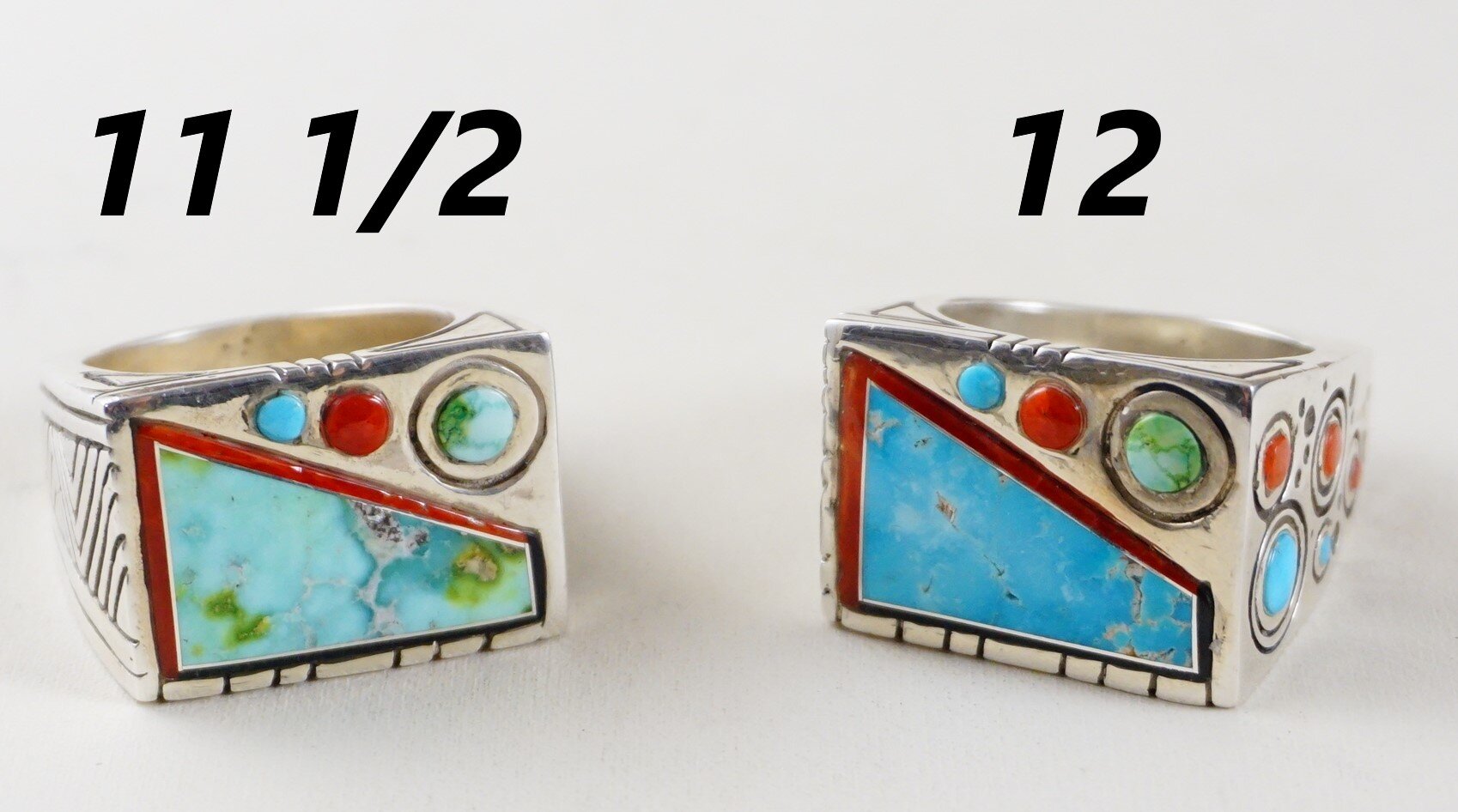 Men's Native American Jewelry ~ Men's Turquoise Coral Rings
