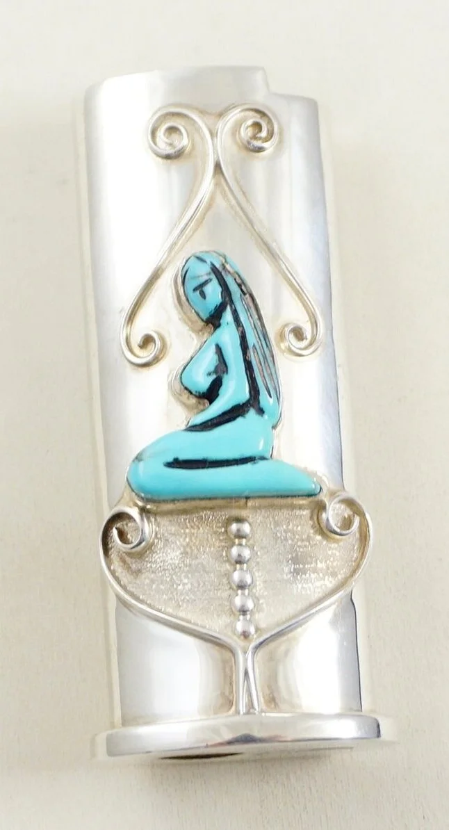 Item #803K- Navajo Sterling Silver Native Symbols Overlay on Nickel ...