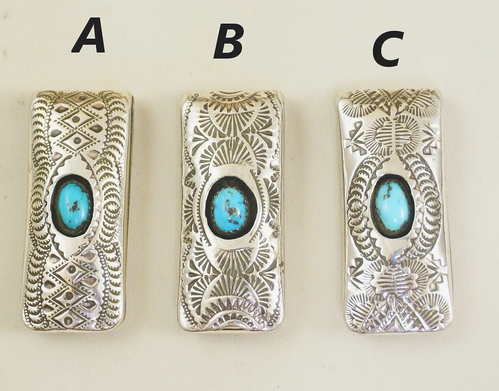 Item #791M- Lg Navajo Turquoise Bear Paw Shadowbox Money Clip by V ...