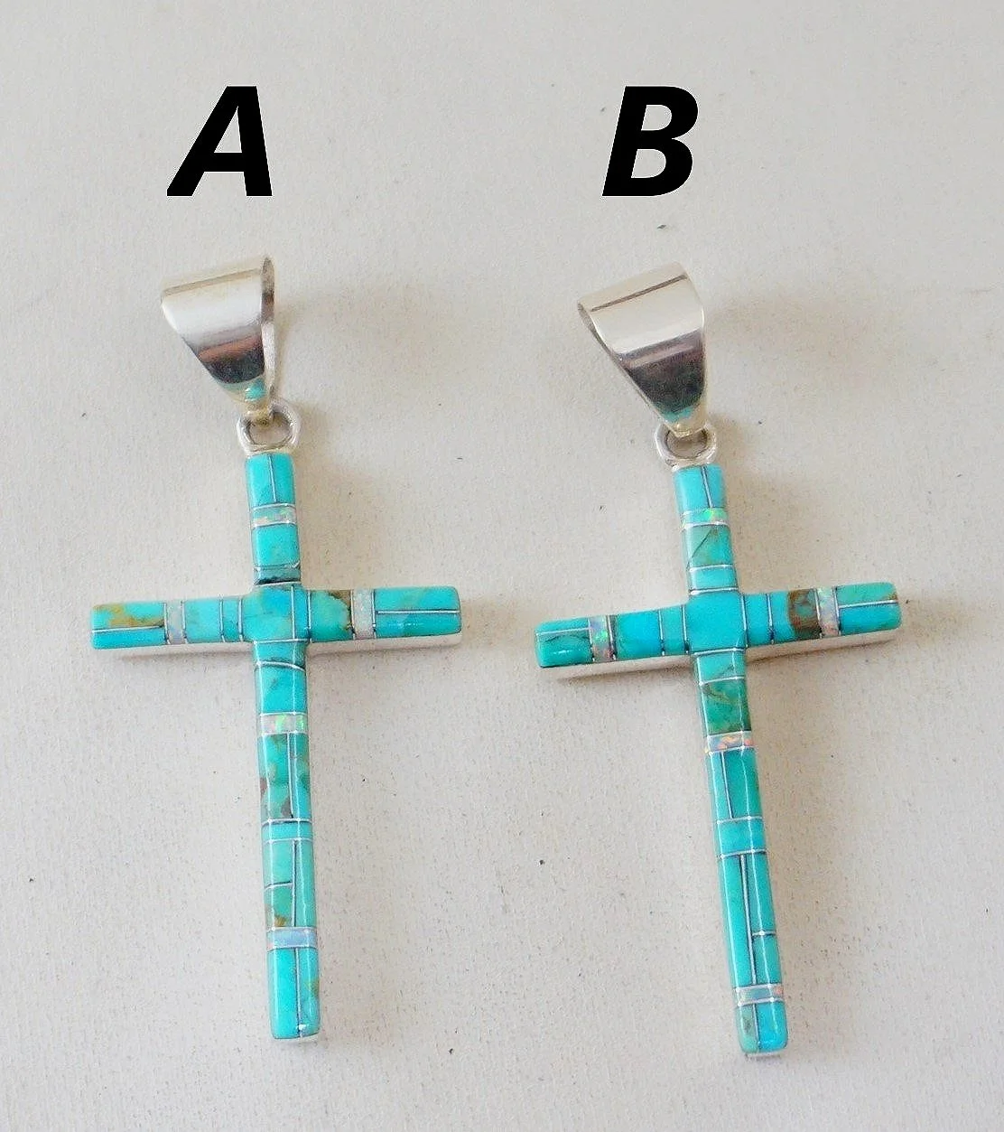 Item # 537M- Zuni 1 3/4" Tall Turquoise Scroll Wire Cross Pendant ...