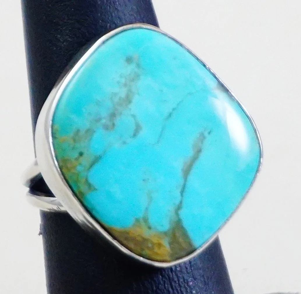 Item #915R- Women's Navajo Triple Morenci Turquoise Stacked Sterling ...