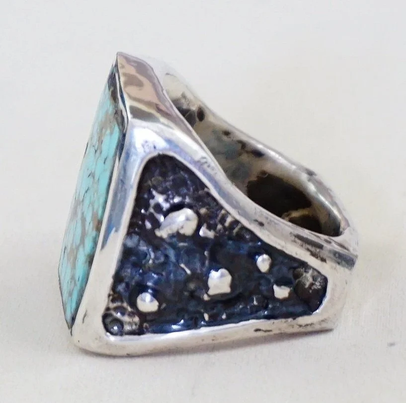 Item #1018A- Heavy Men's Cherokee #8 Mine Spiderweb Turquoise ...