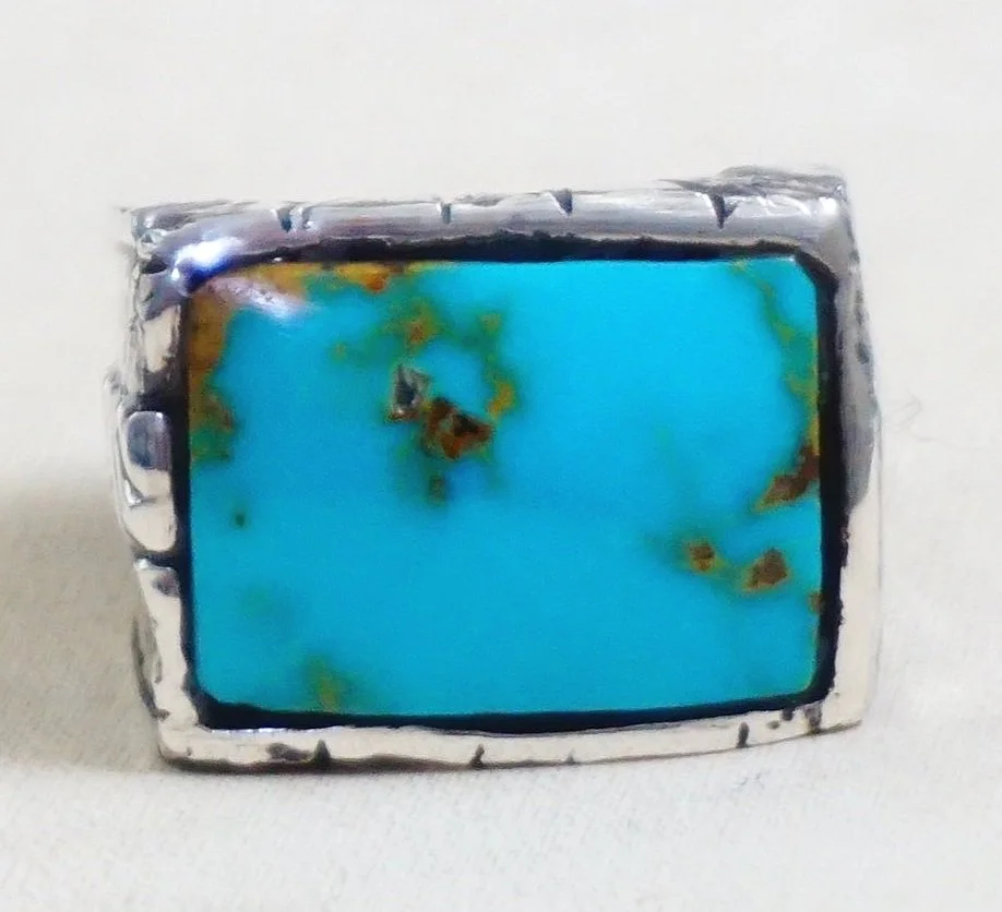 Item #1030A- Men's Heavy Cherokee Rectangle Turquoise Zig Zag Stamped ...
