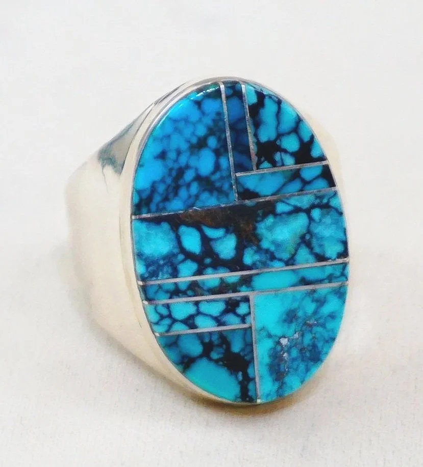 Item #1020P- Men's Navajo Turquoise Channel Inlay Sterling Silver Ring ...