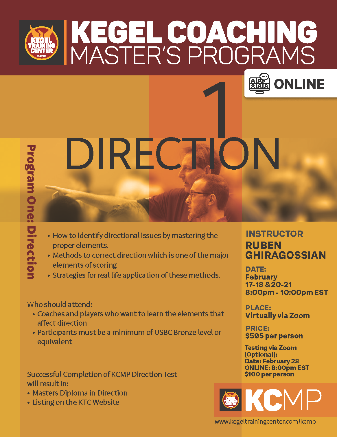 KCMP 1 - Virtual Direction Course — KTC - Kegel Training Center