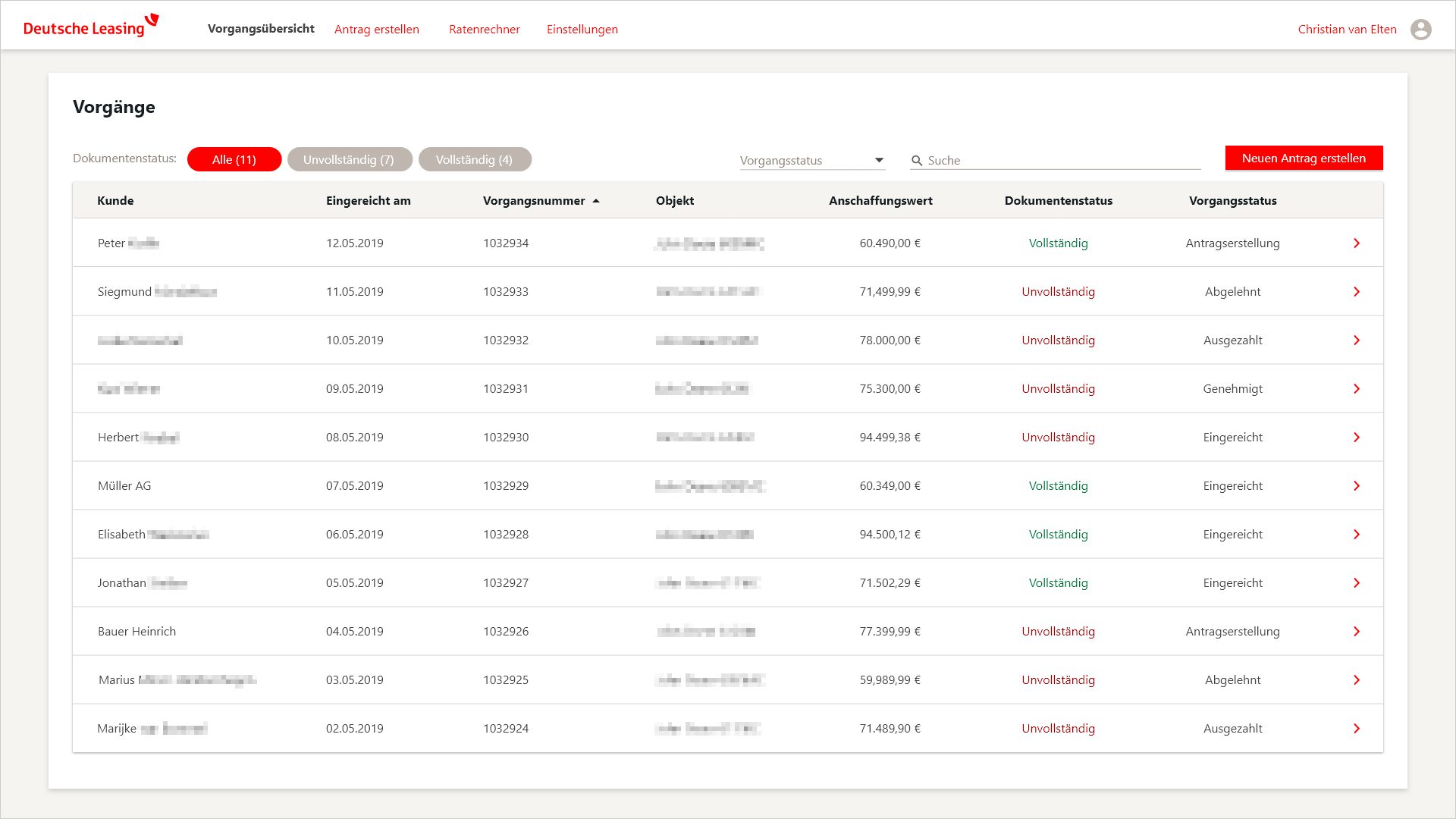 Deutsche Leasing Antragsverwaltung — Christian van Elten