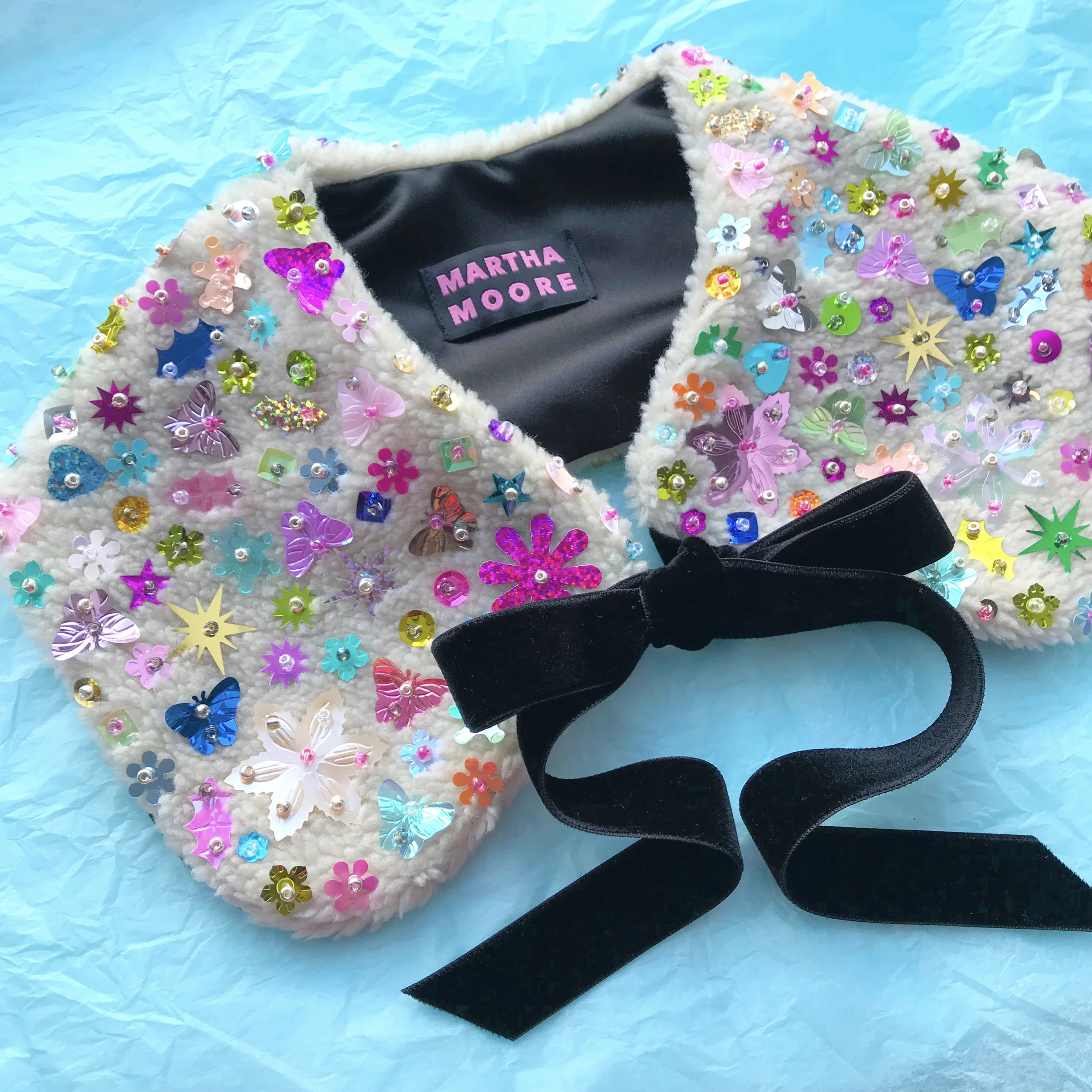 SPANGLED FAUX SHEARLING COLLAR — BURIED DIAMOND