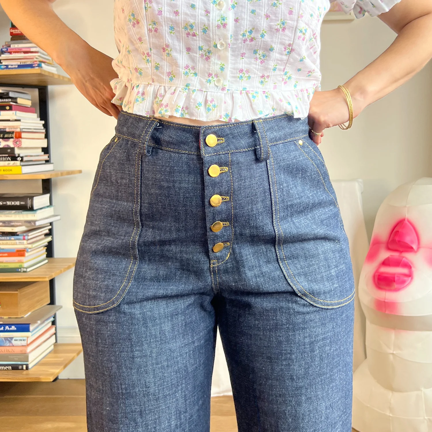 NEW BLUE JEANS - WIDE LEG TRUE BIAS LANDER PANTS IN RIGID INDIGO DENIM ...