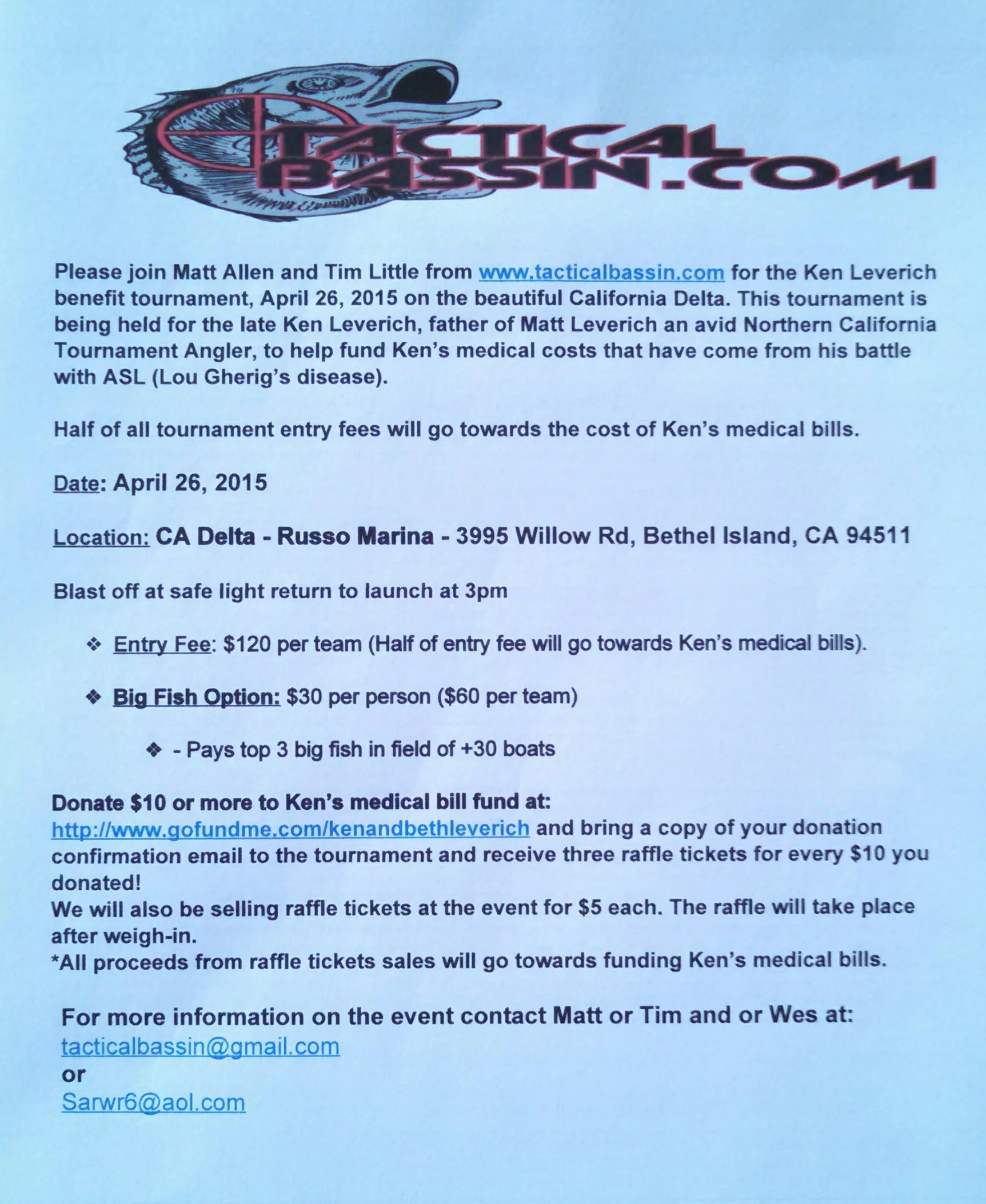 Ken Leverich Benefit Tournament — Tactical Bassin' - Bass Fishing Blog