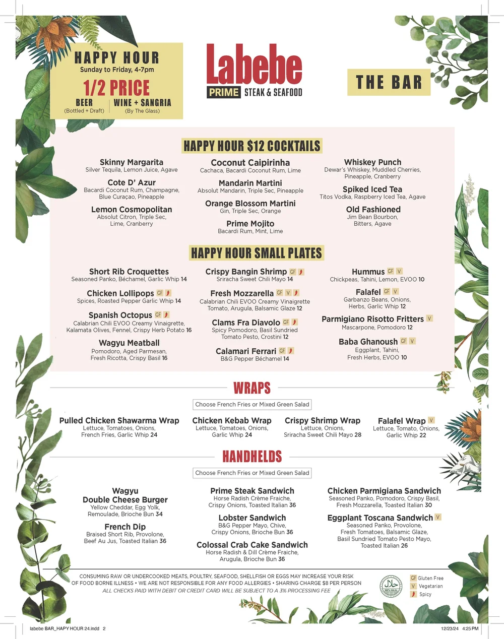 Bar Menu — Labebe Prime