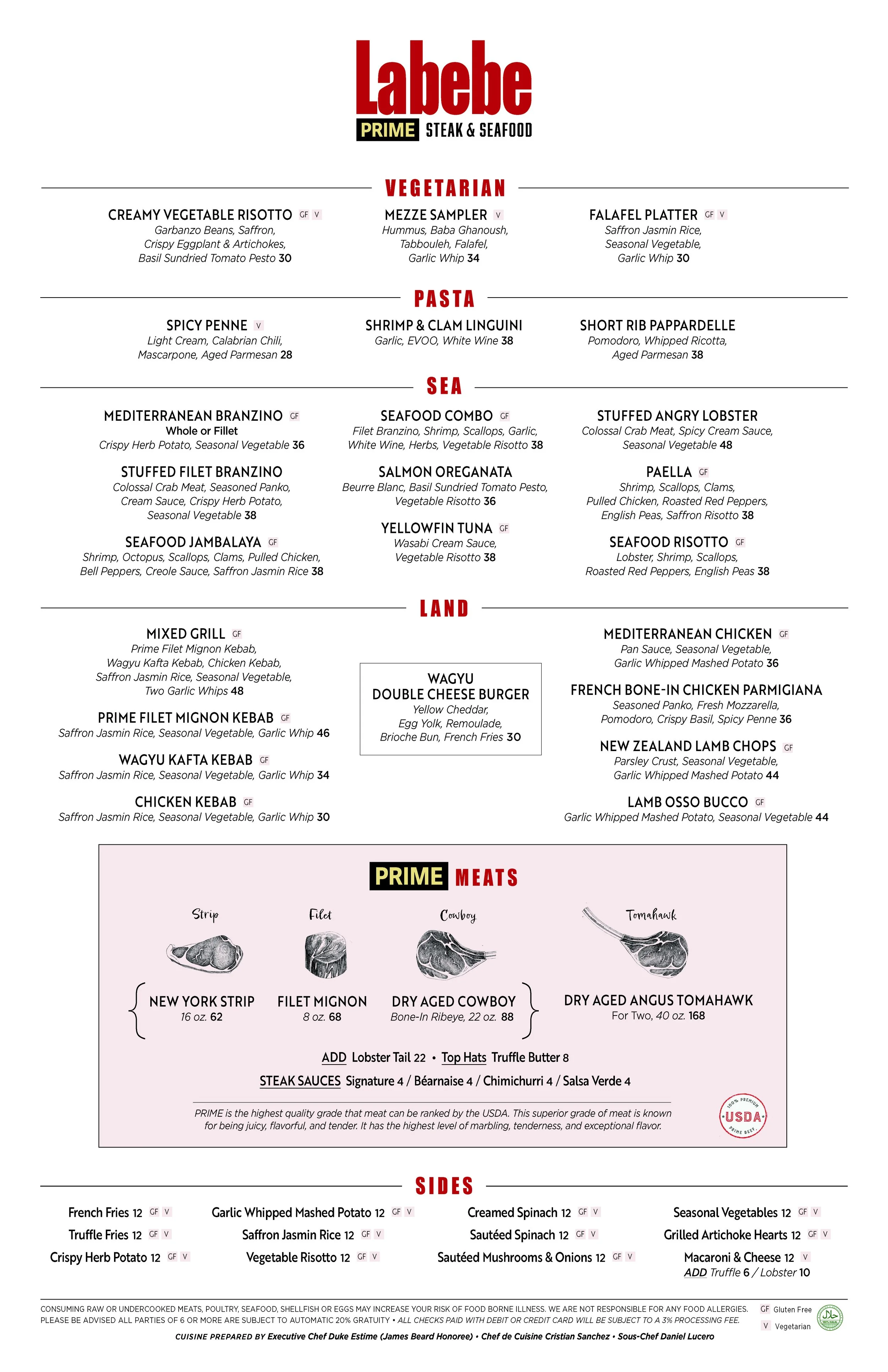 DINNER Menu — Labebe Prime